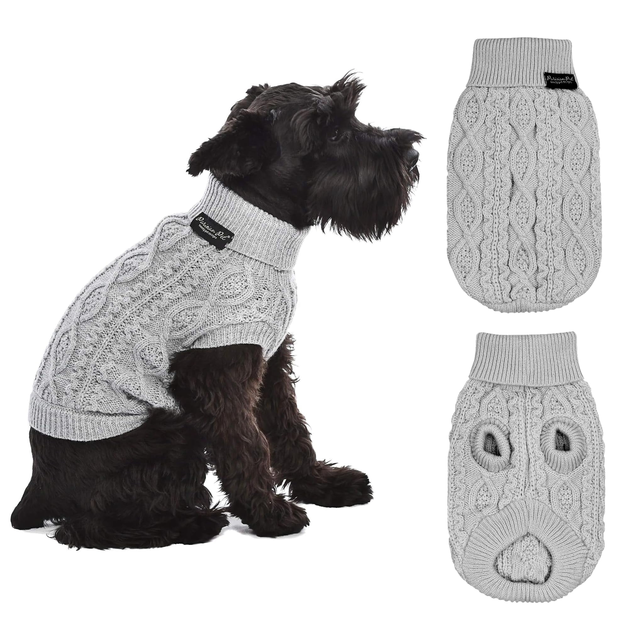 Parisian Pet Unisex Dog Sweaters - Pull Over, Turtle Neck Gray Dog ...
