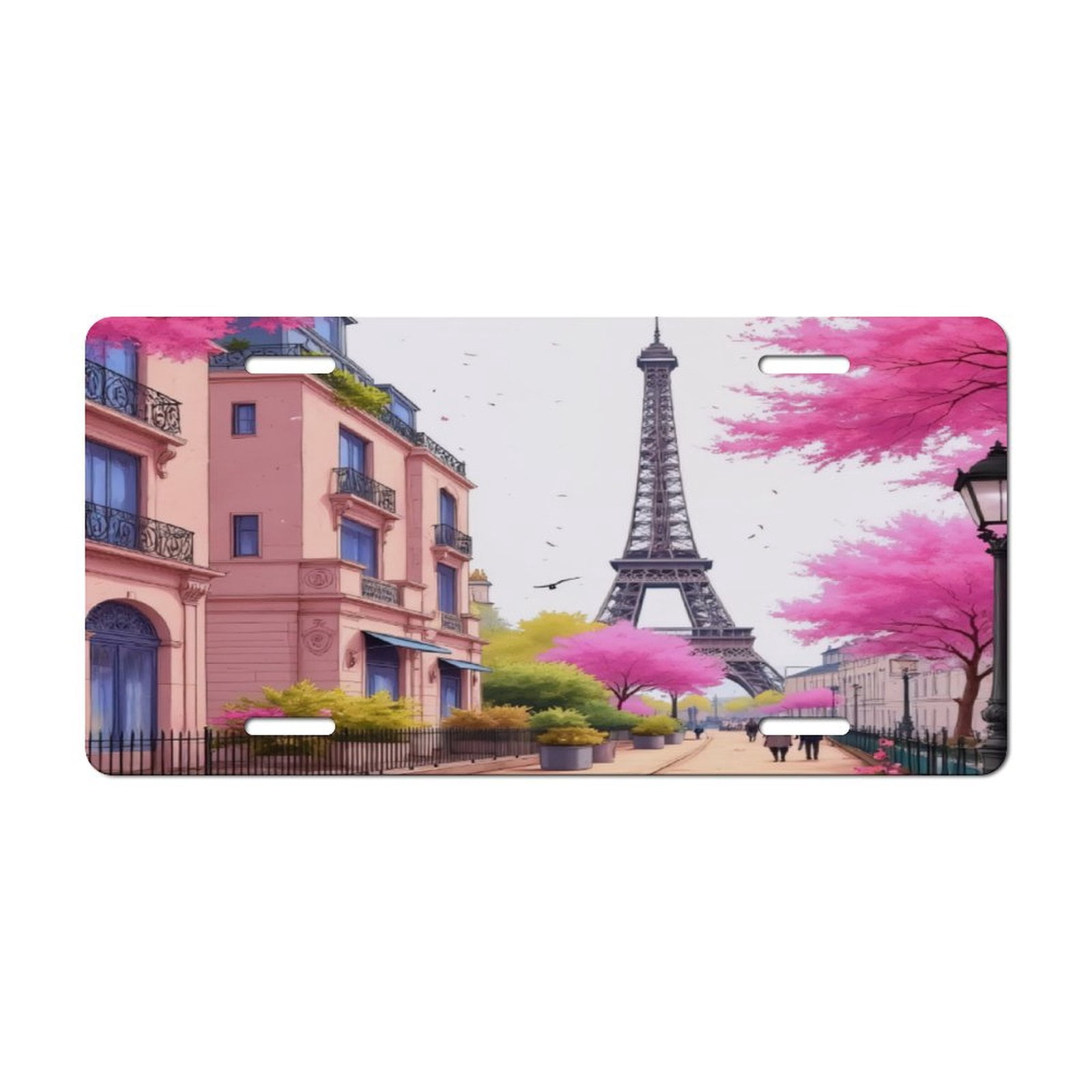 Parisian Street with Eiffel Tower Car Decorative Front License Plate ...