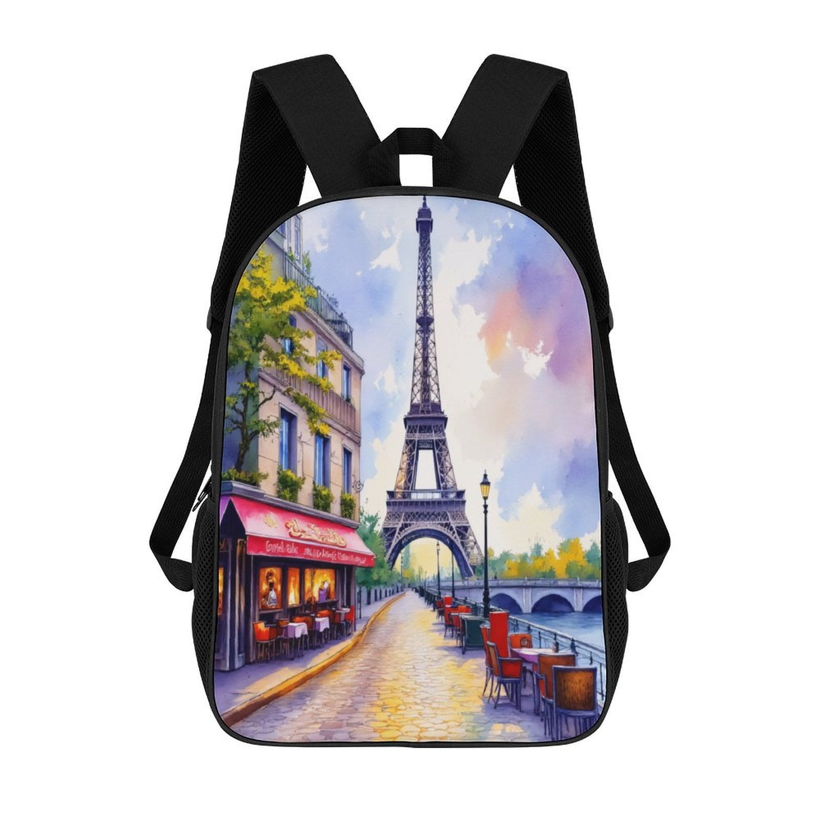 Parisian Street with Eiffel Tower 3D Print 17in adolescent Backpack ...
