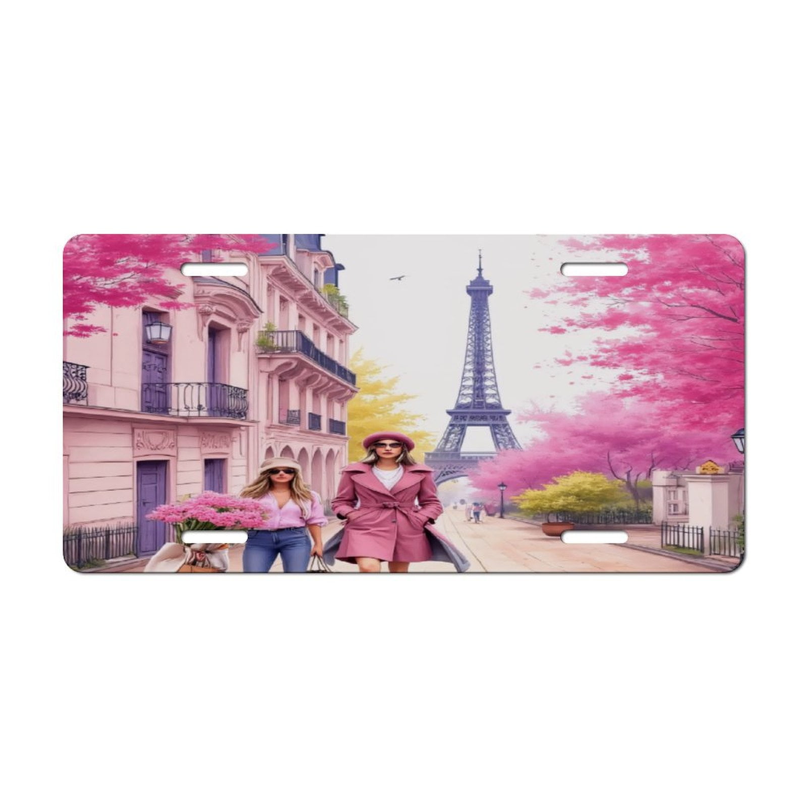 Parisian Street with Eiffel Tower License Plate Lightweight Aluminum ...