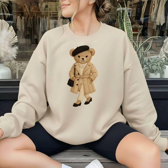 Parisian Teddy Bear Sweatshirt,Fashion Top - Walmart.com