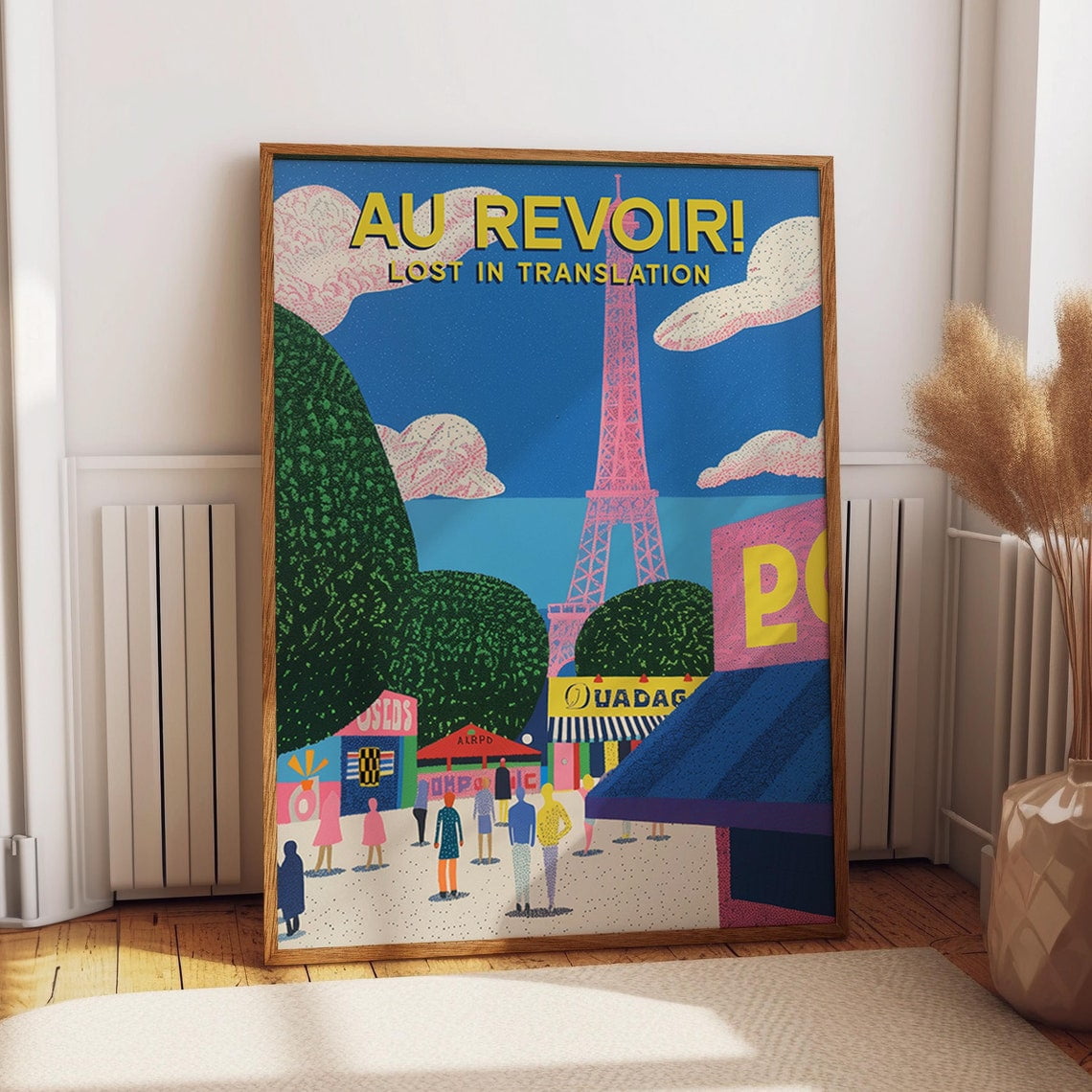 Parisian Travel Poster - Retro Eiffel Tower Artwork - French 'Au Revoir ...