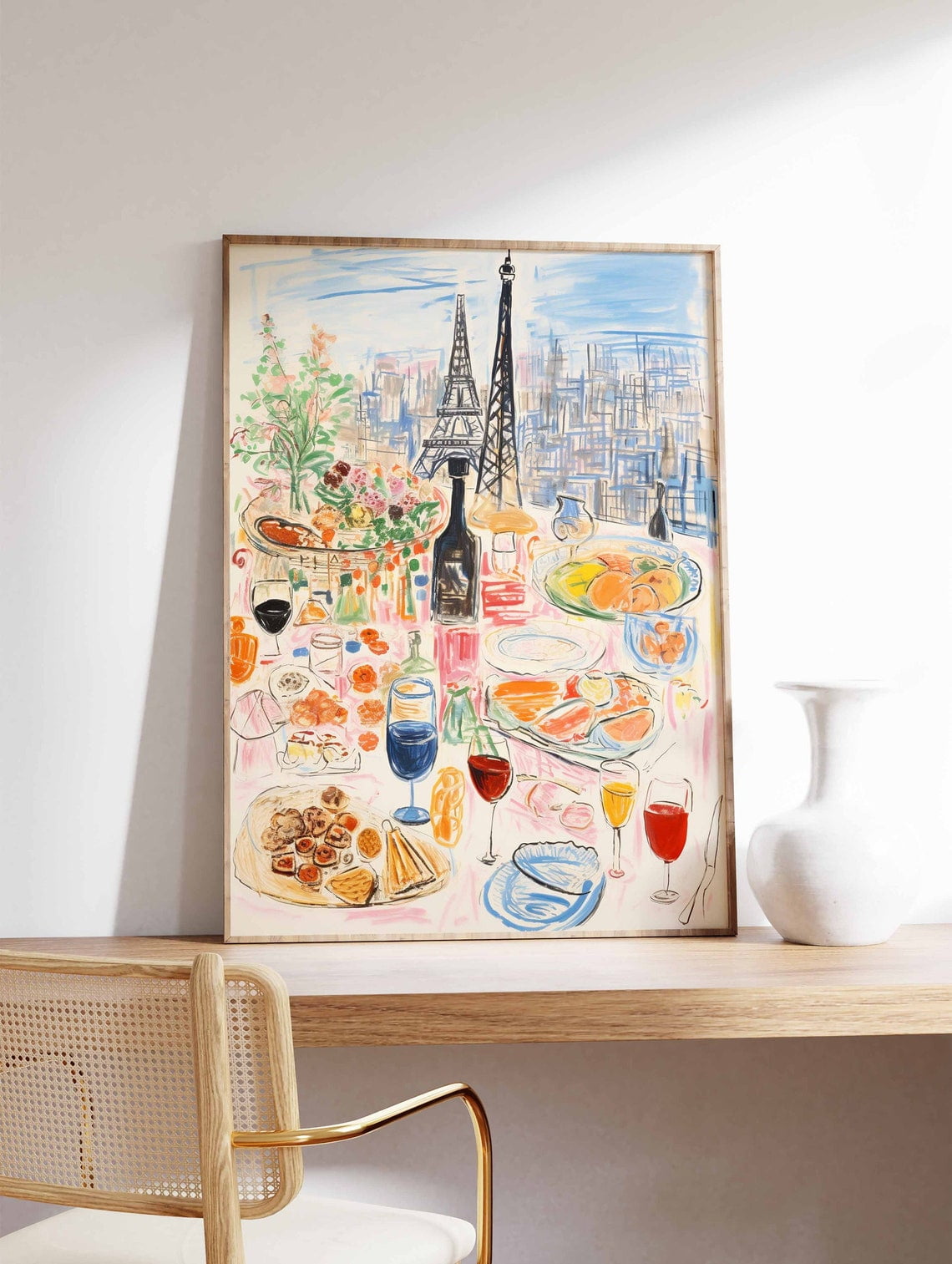 Parisien Dinner Party Food Print, Retro Food Art, Vintage Kitchen ...
