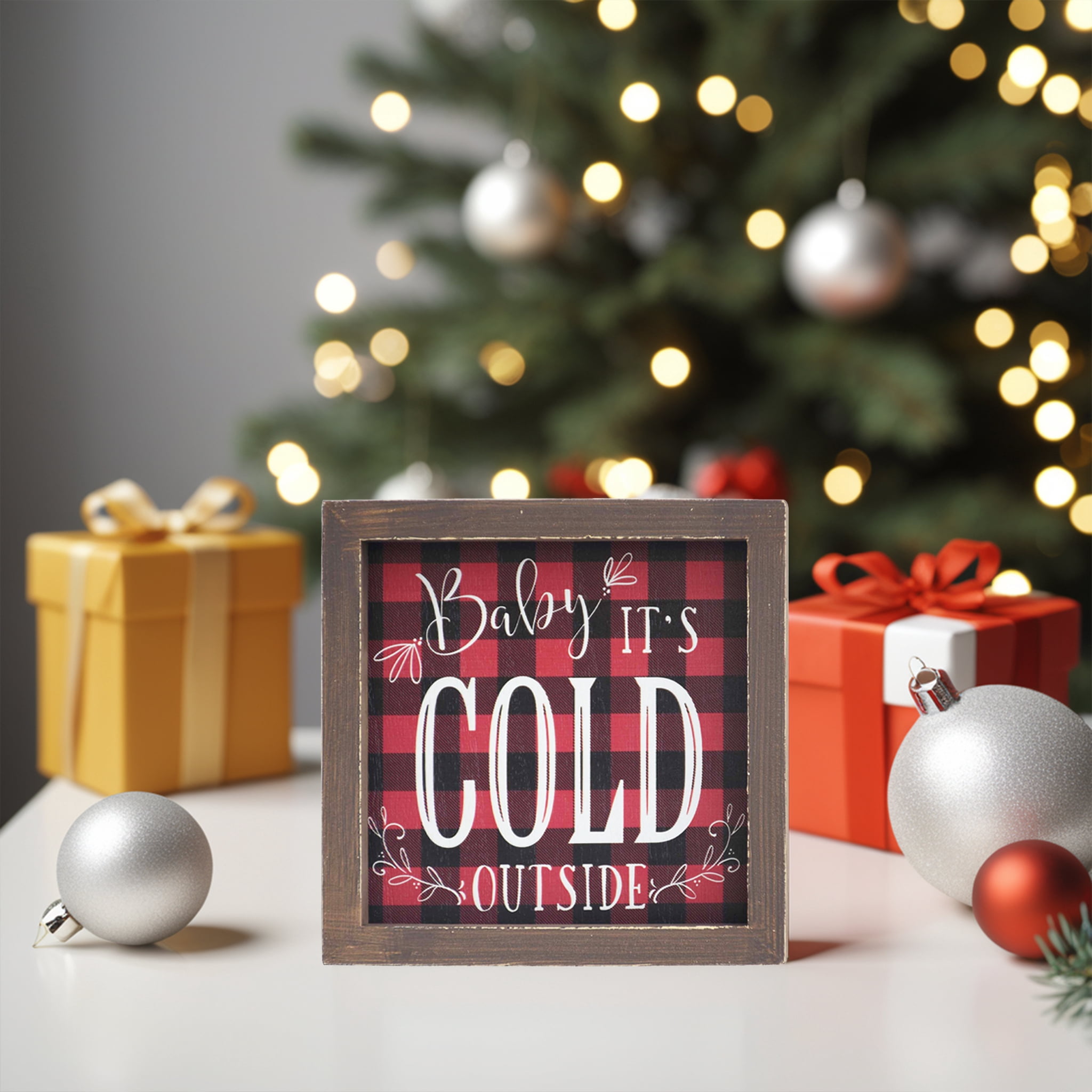 Parisloft Baby It's Cold Outside Framed Wood Christmas Wall Decor ...