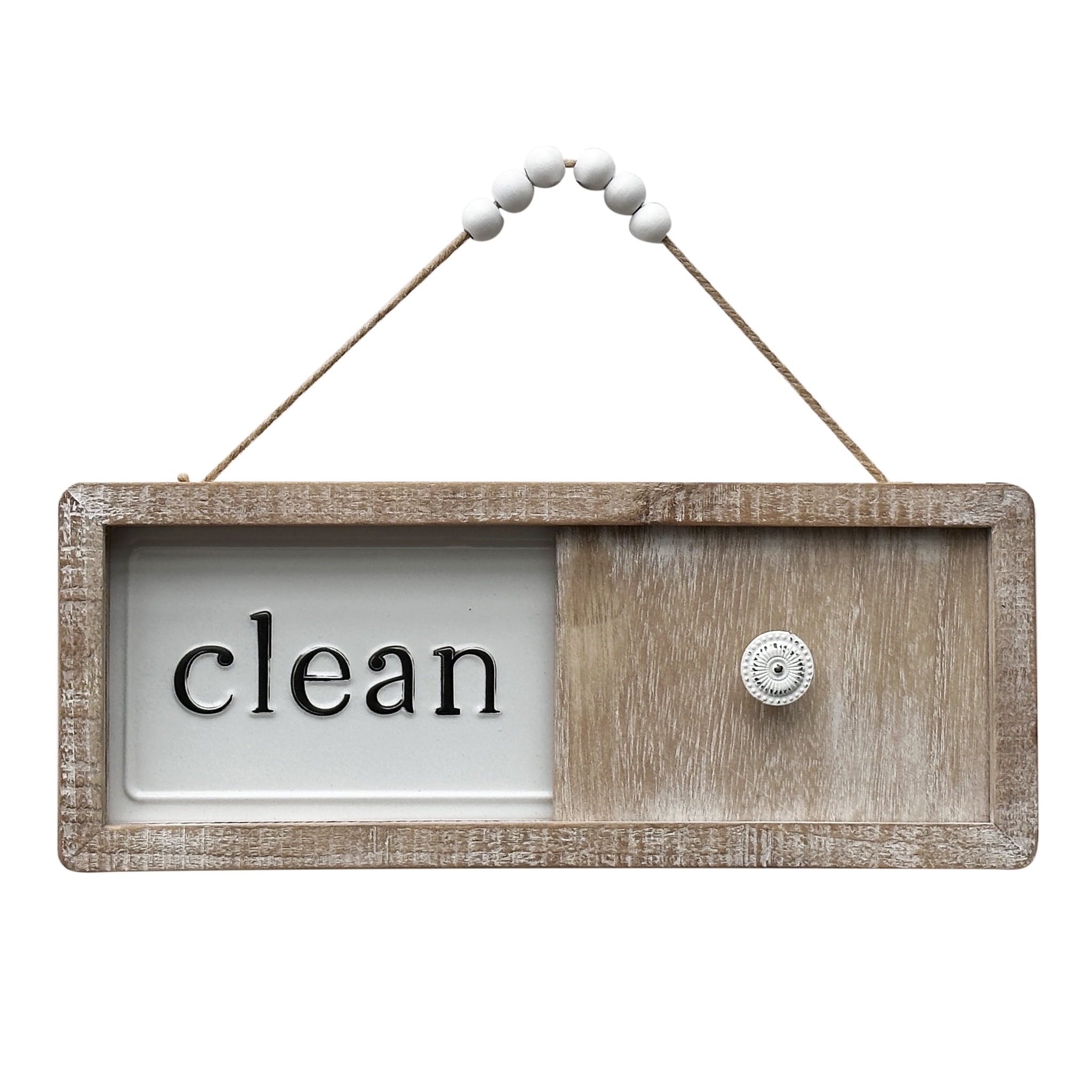 Parisloft Clean/Dirty Sliding Wood and Metal Wall Hanging Sign with ...
