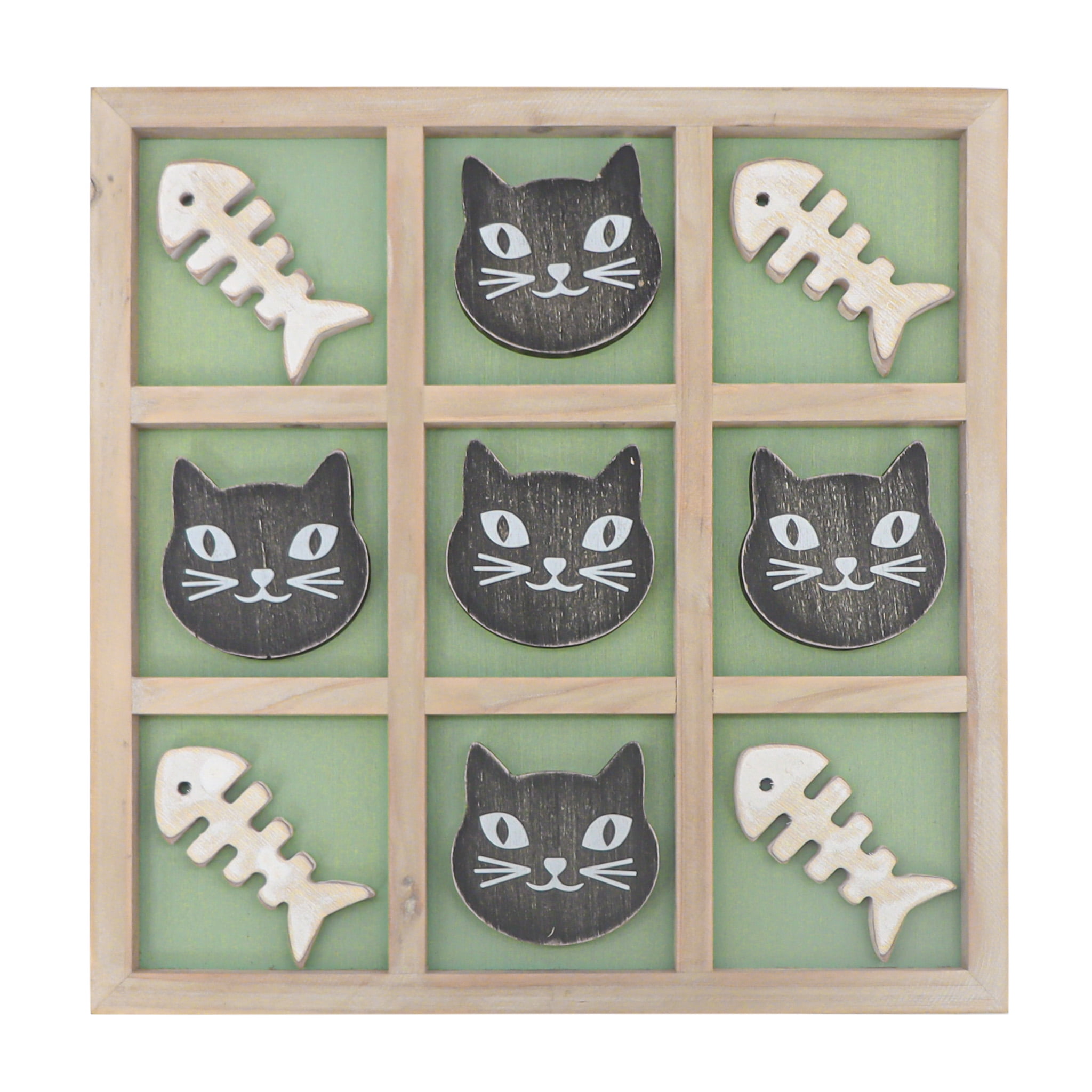 Parisloft Cute Animal Cat Themed Wood Tic Tac Toe Board Game Wood ...