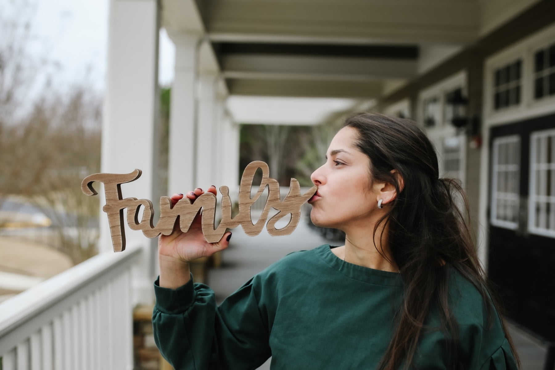 Parisloft Family Carved Wood Tabletop Decor, Freestanding Family Sign ...