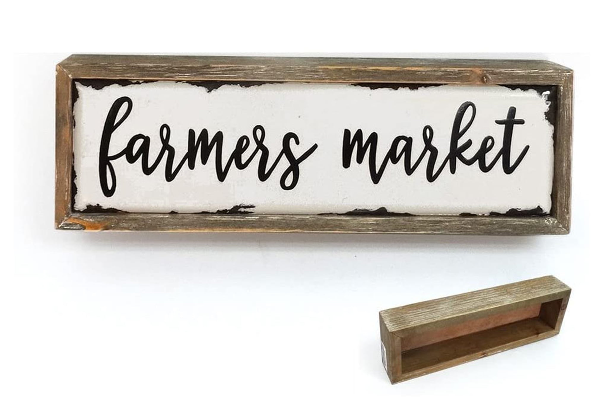 Parisloft Farmers Market Rustic Wood Block Sign, Farmhouse Tabletop ...
