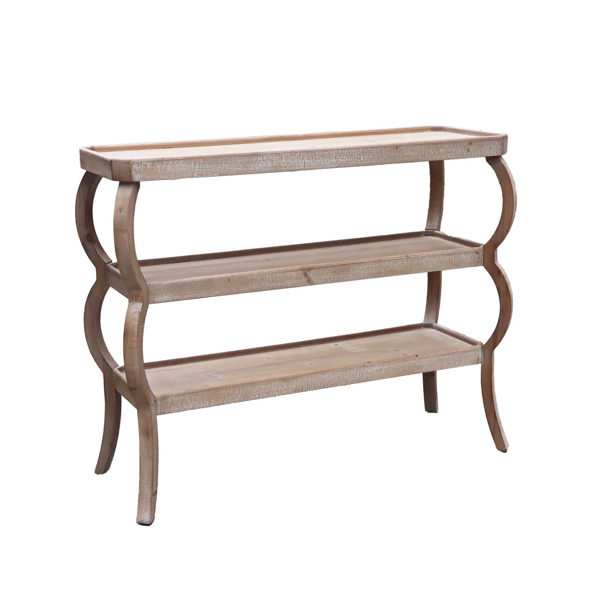 Parisloft Farmhouse 3-Tier Wood Console Table, Rustic Brown Three ...