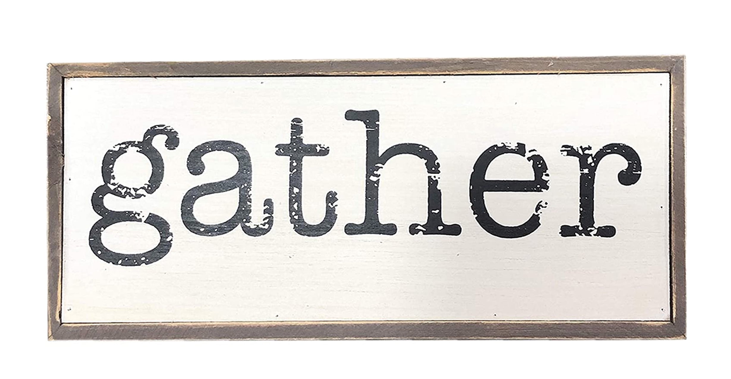 Parisloft Gather Rustic Wood Block Sign, Small Farmhouse Tabletop Decor ...