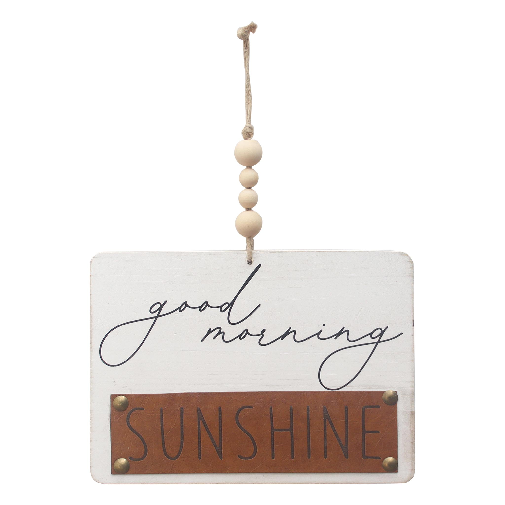 Parisloft Good Morning Sunshine Wood Wall Decor, Whitewashed Wood Sign ...