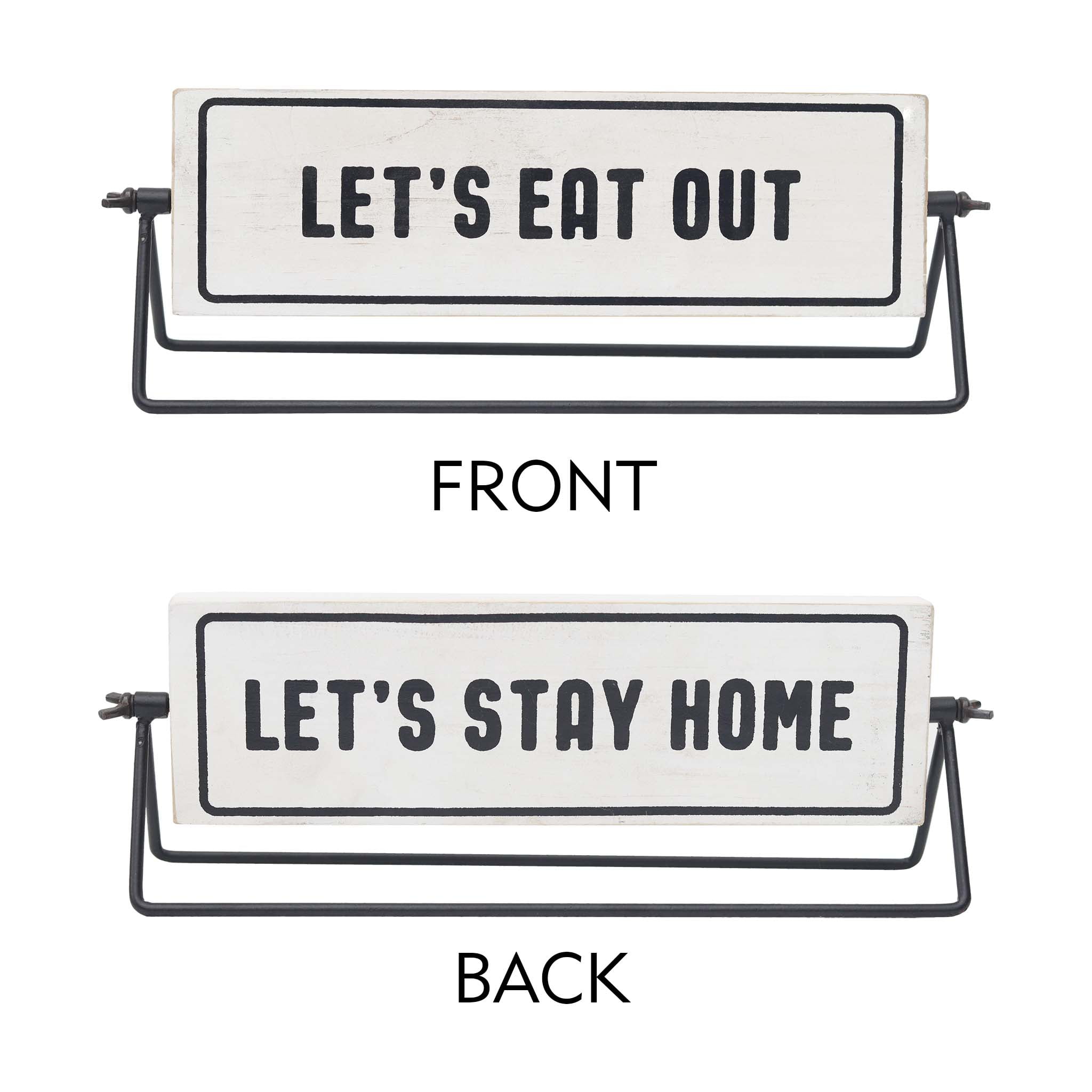 Parisloft Rotating Kitchen Sign, Let's Eat Out / Stay Home, Rustic ...