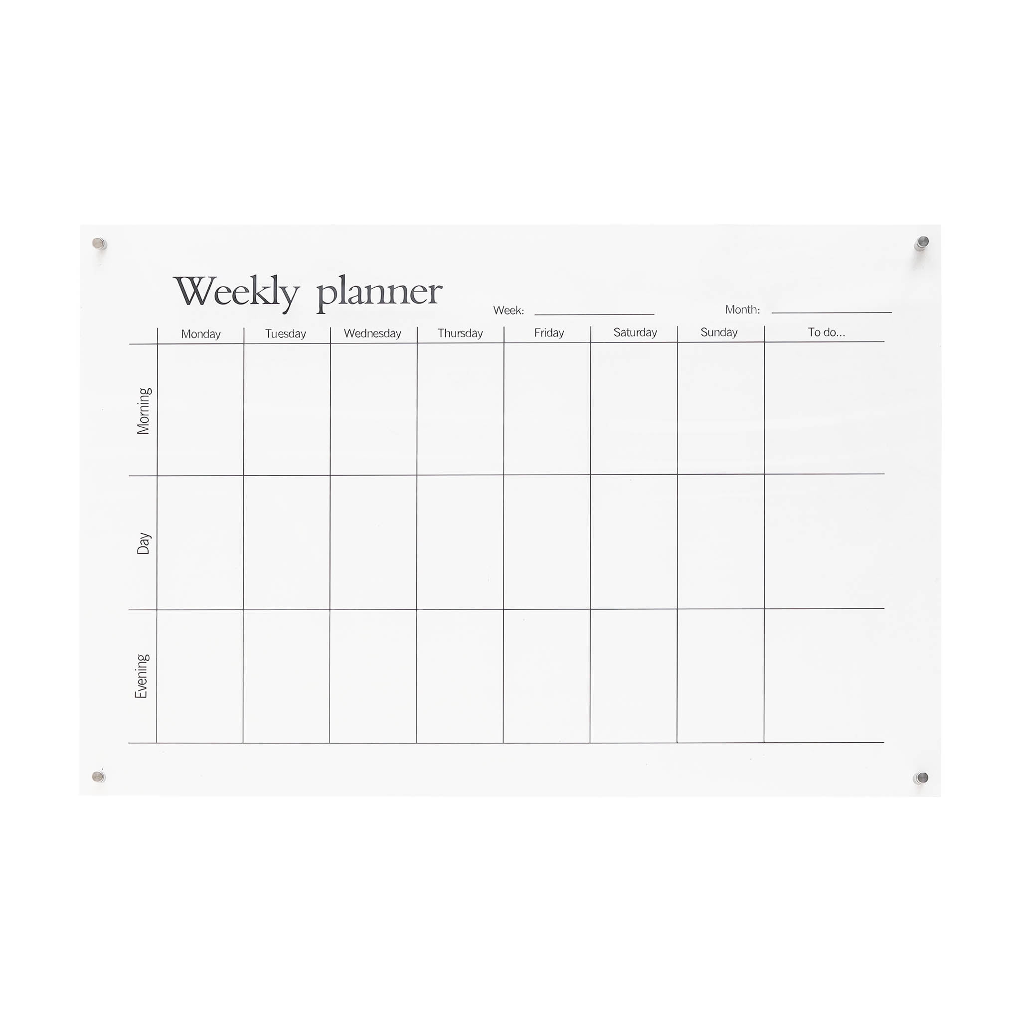 Parisloft Reusable Acrylic Weekly Dry Erase Board Calendar, Wall Weekly ...