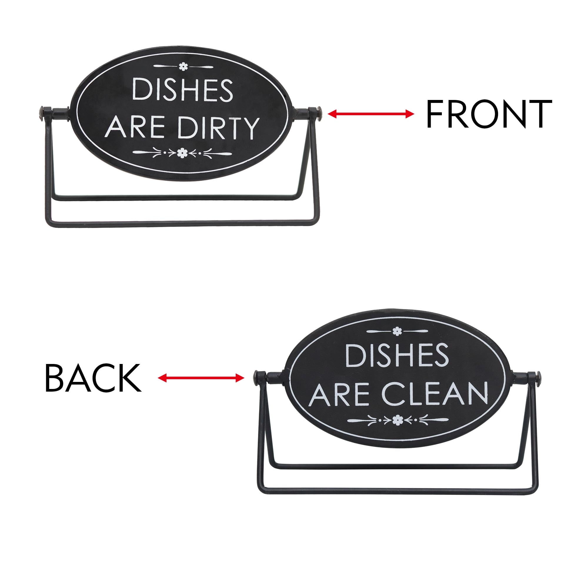 Parisloft Kitchen Reversible Sign - 'Dishes are dirty / clean', Black ...