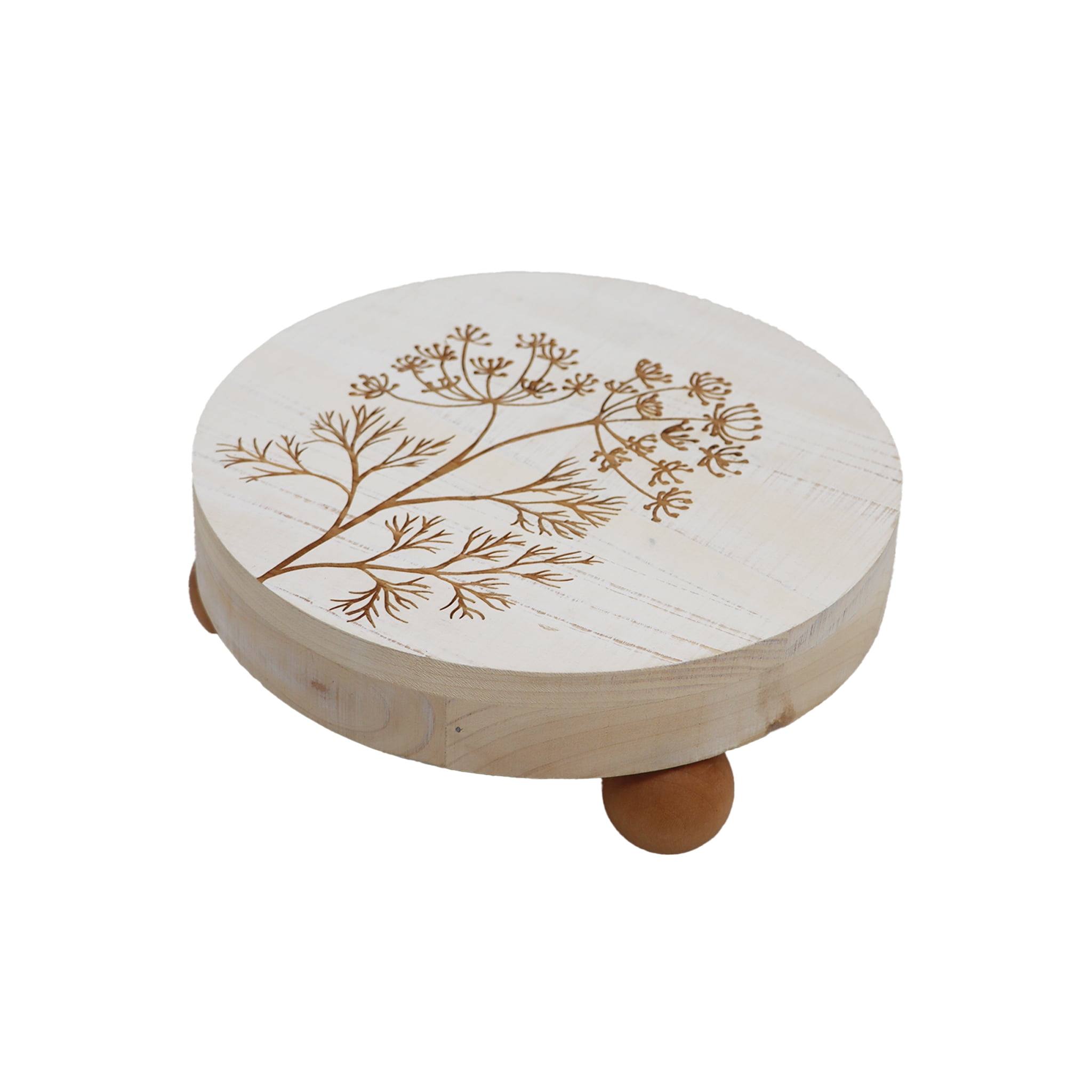 Parisloft Round Wood Display Riser for Home Decor, Small Plant Stands ...