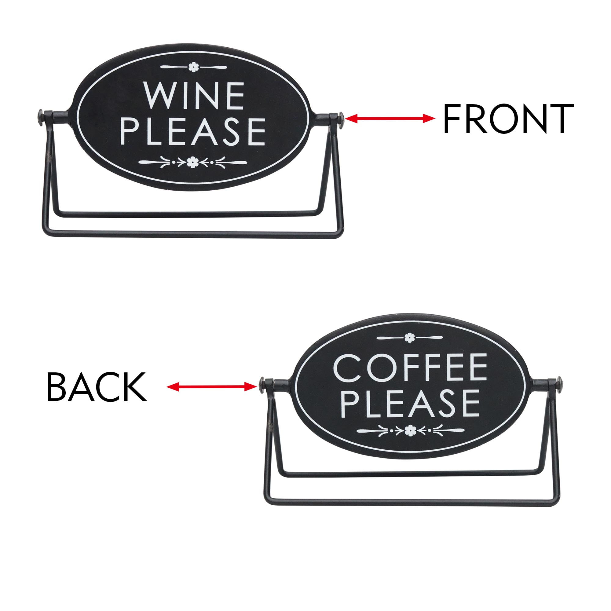 Parisloft Small Rotating Metal Tabletop Sign - Wine Please/ Coffee ...