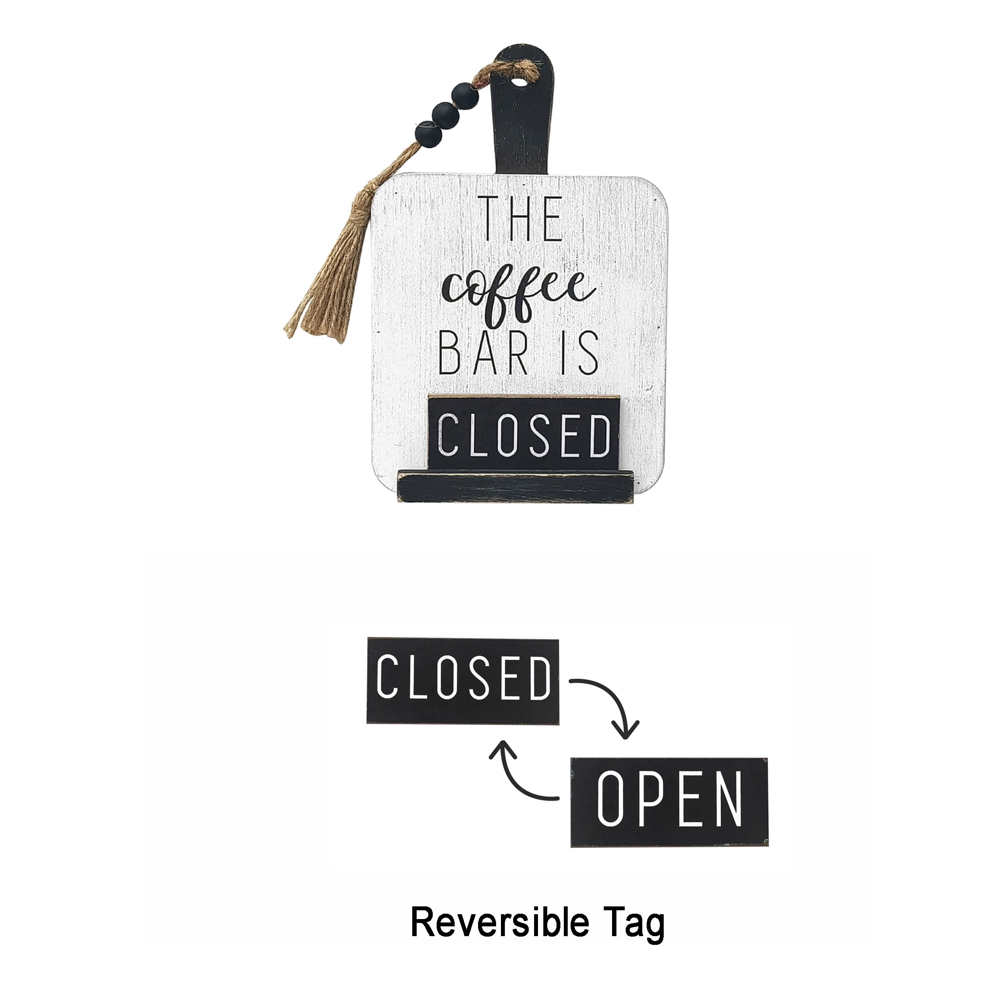 Parisloft The Coffee Bar Is Open or Closed Wood Wall Decor, Cutting ...