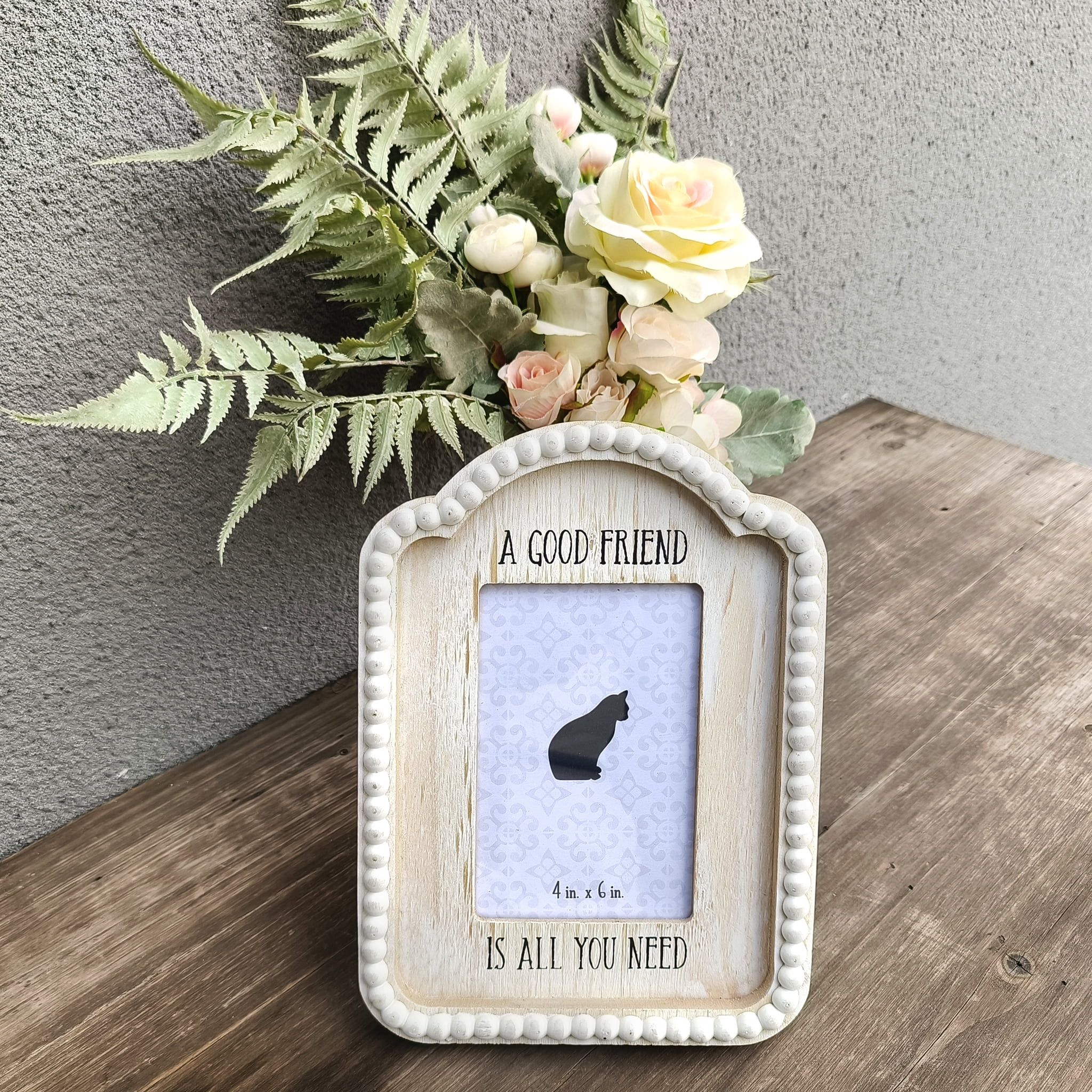 Parisloft Whitewashed Wood 4 x 6 Tabletop Photo Frame with Wooden Bead ...