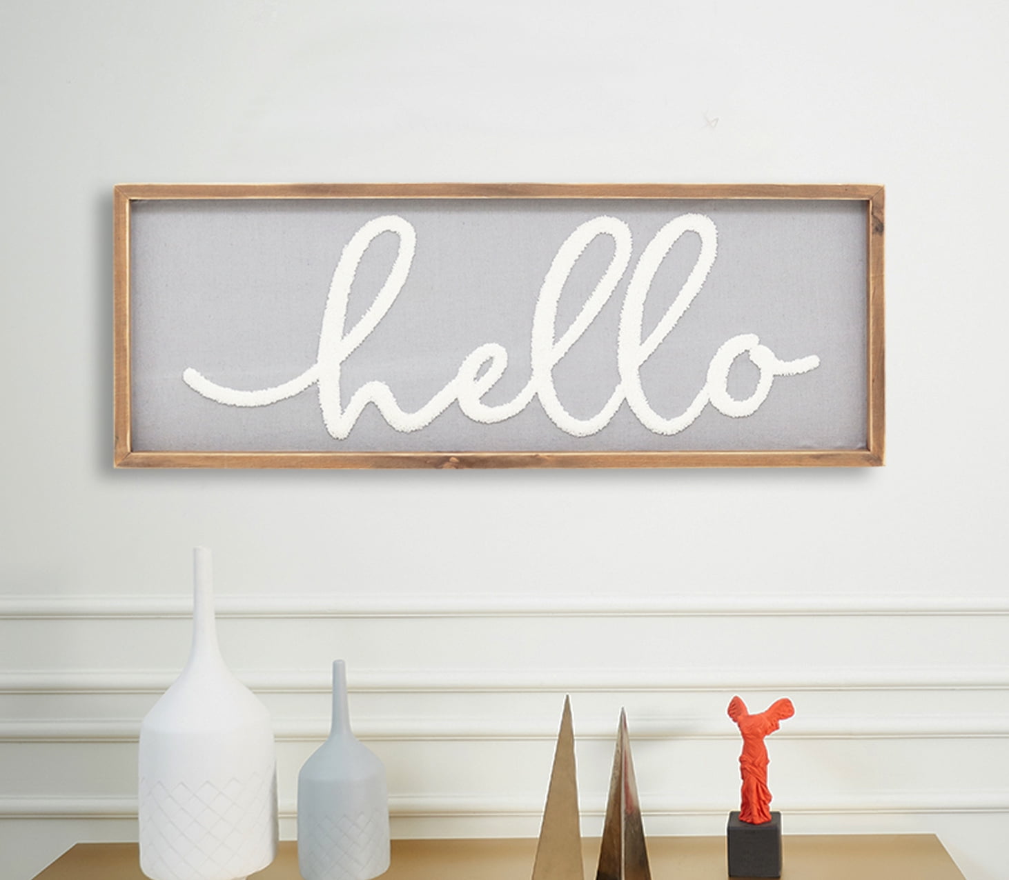 Parisloft Wood Framed Yarn Hello Sign Wall Decor - Walmart.com