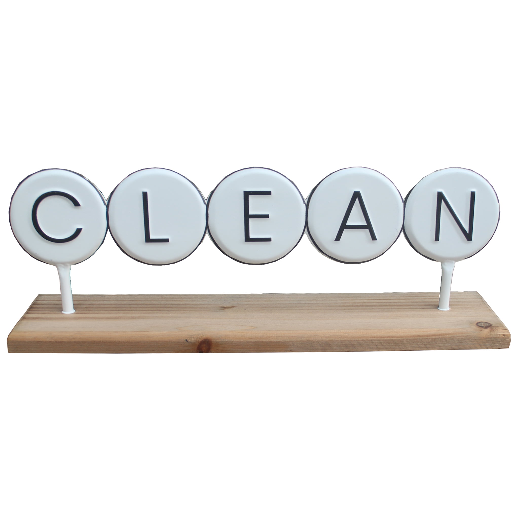 Parisloft Wood and Metal Clean/Dirty Tabletop Sign, 2 Sides Embossed ...