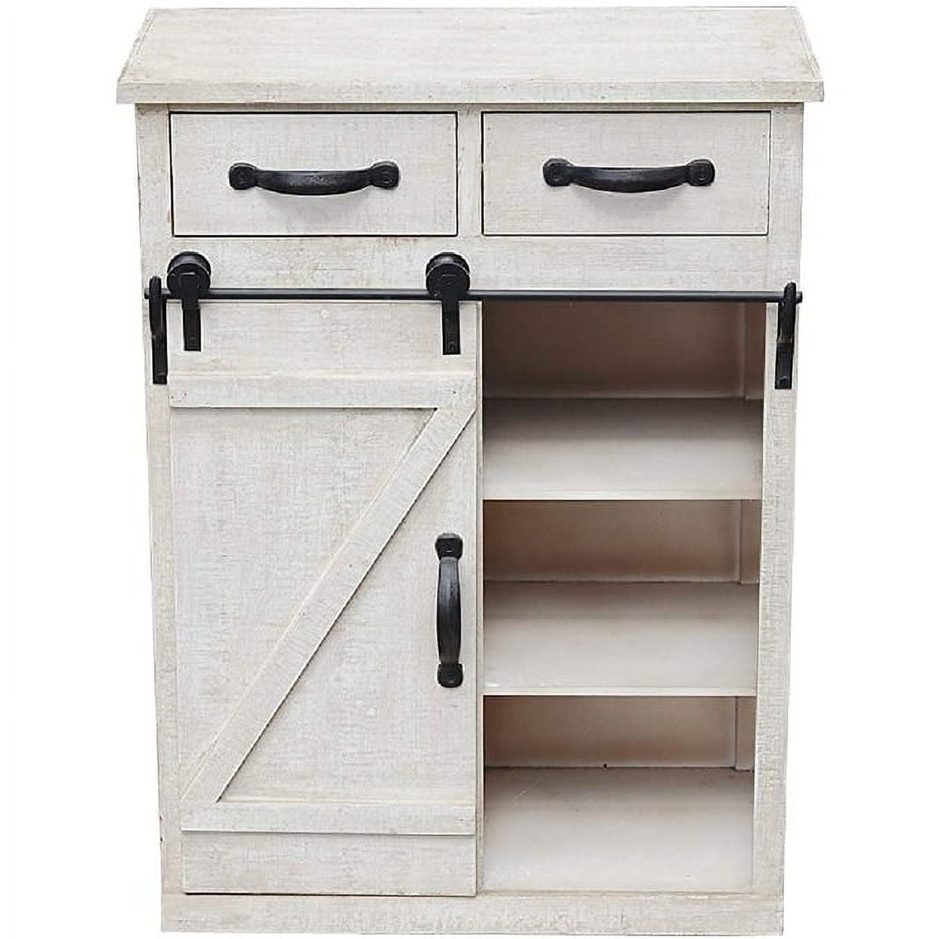 Parisloftinc Rustic Wood End Table with Sliding Barn Door White ...