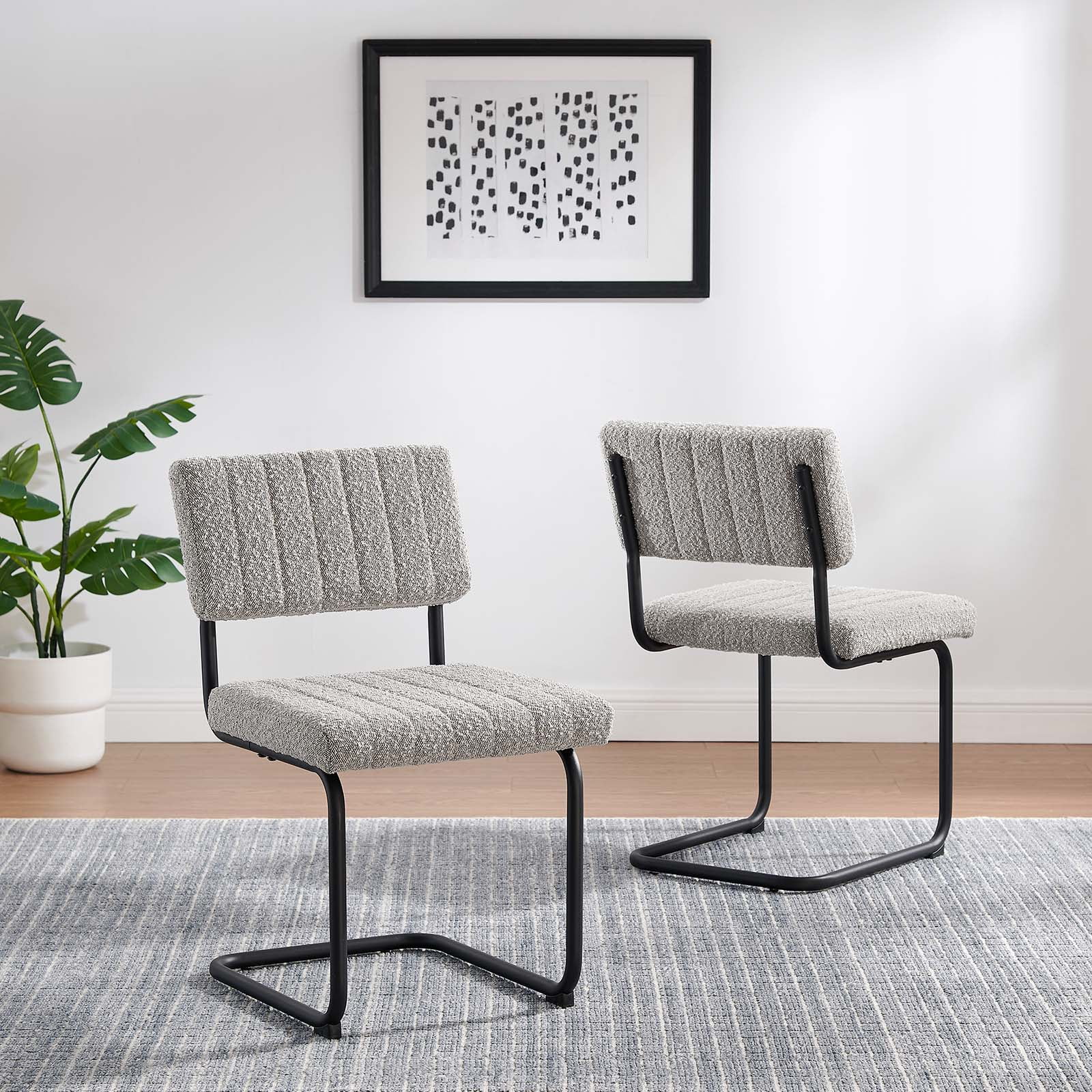 Modway Parity 19.5 Upholstered Fabric Dining Side Chair in Taupe Set of 2
