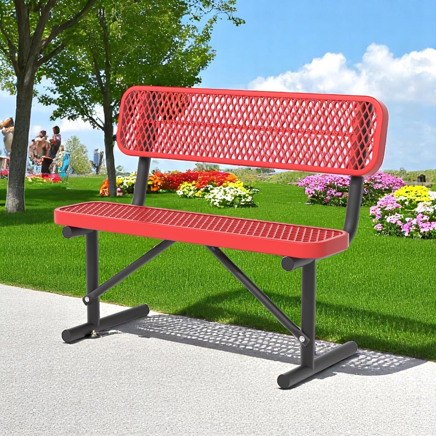 Park Benches for Outside - 48" Outdoor Metal Street Heavy-Duty Steel ...