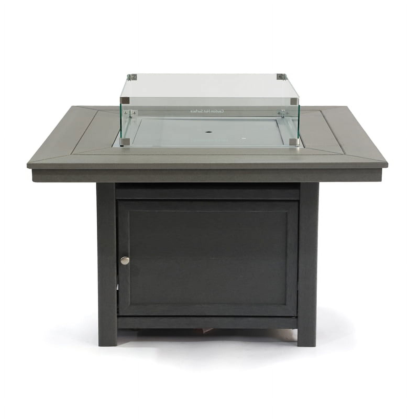 Park City Square Poly FirePit Table in Gray with Glass Flame-Wind Guard ...