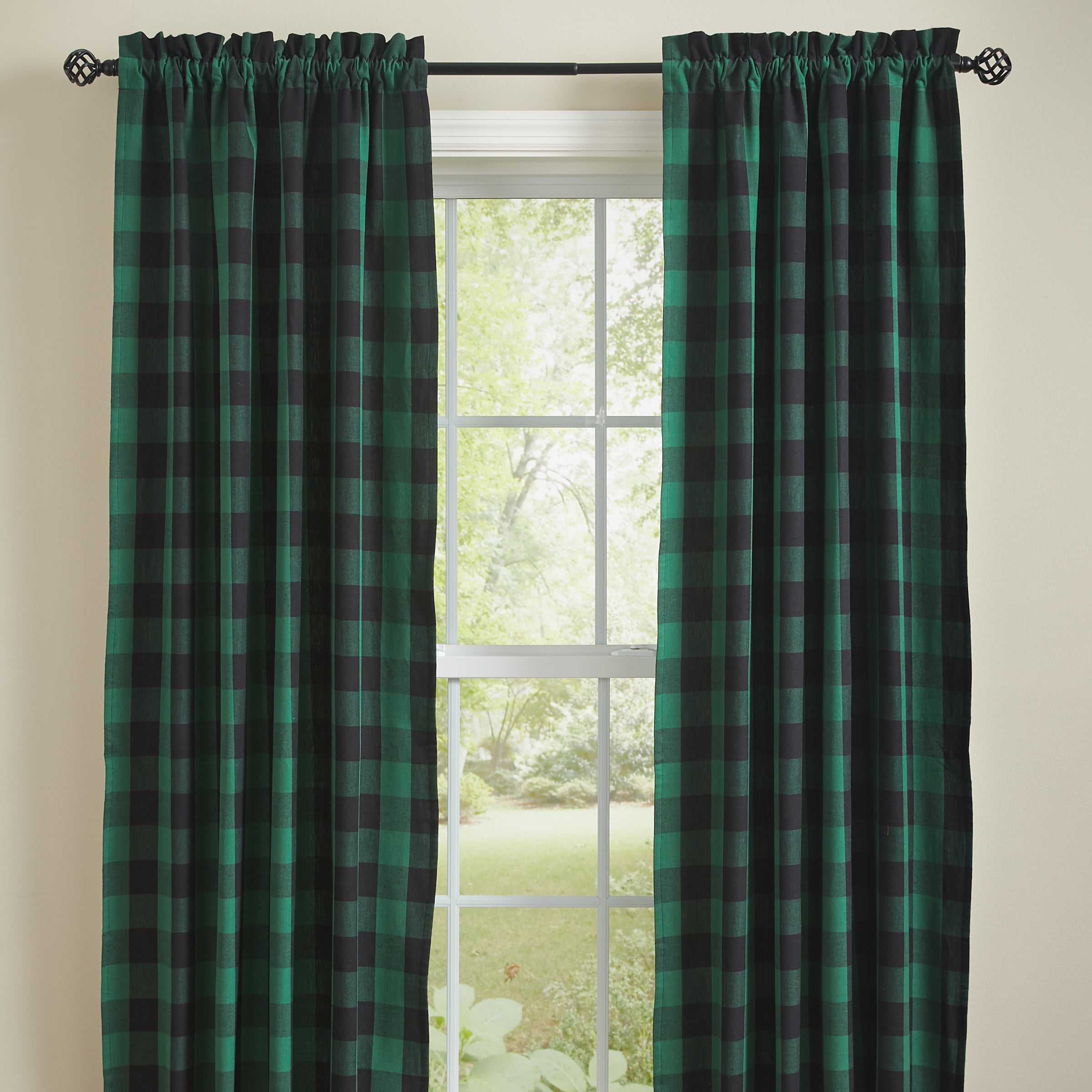 Park Designs Buffalo Check Forest Green Panels 72" x 63" - Walmart.com