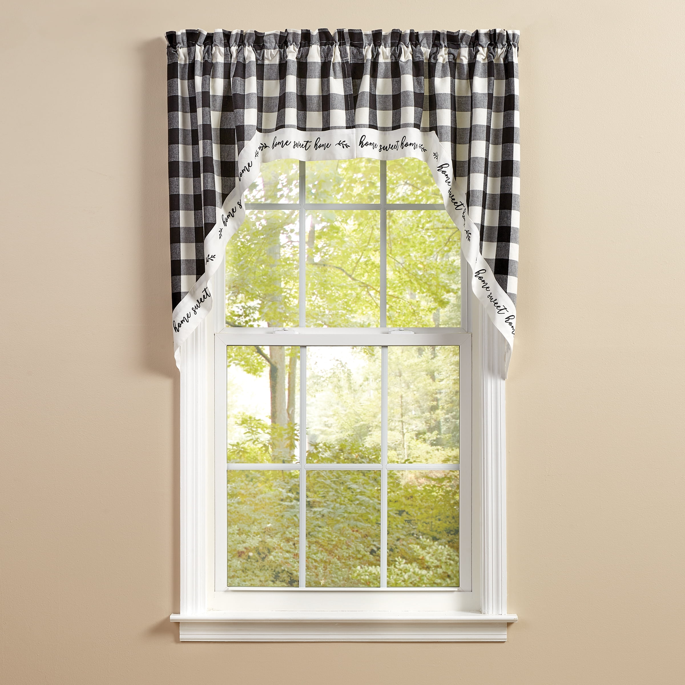 Park Designs Buffalo Check Home Lined Black and Cream Swags 72" x 36 ...
