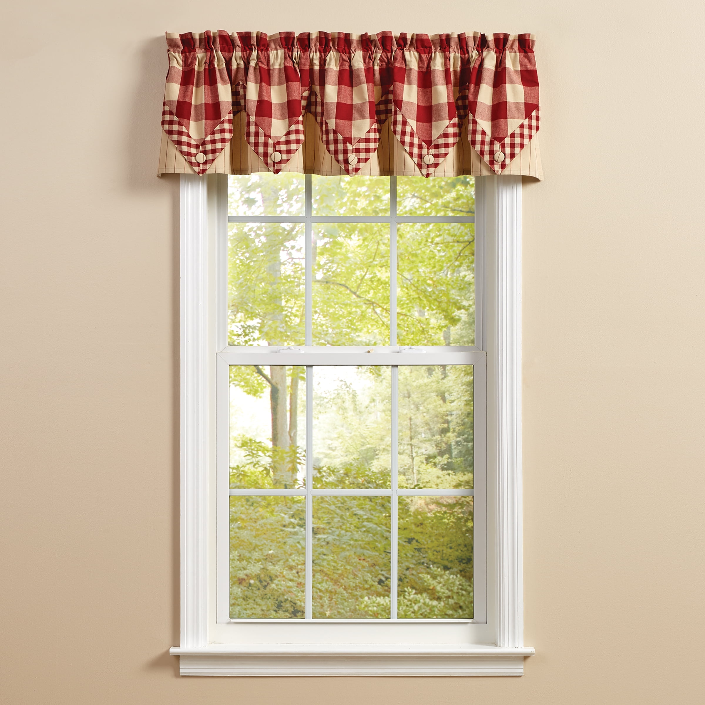 Park Designs Buffalo Check Lined Point Garnet Valance 72x15 - Walmart.com