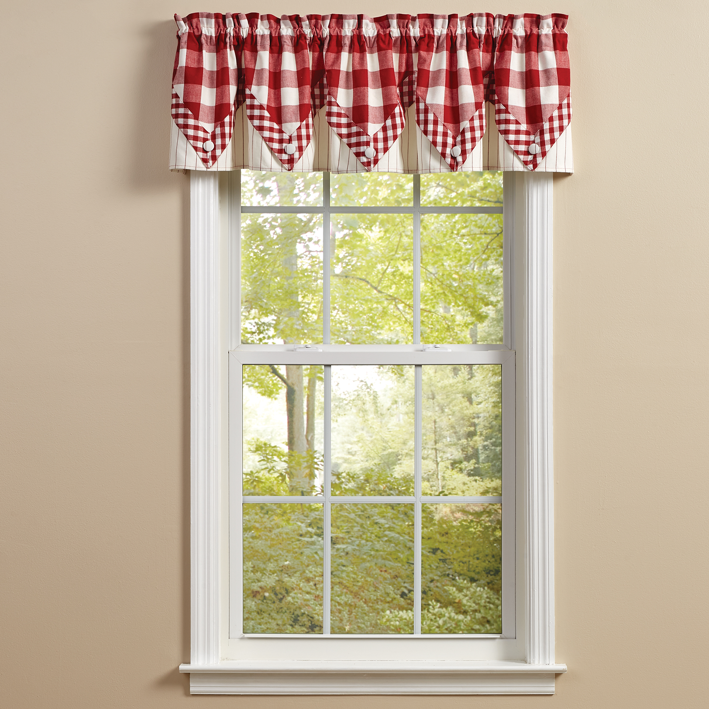 Park Designs Buffalo Check Lined Point Red Valance 72" x 15" - Walmart.com