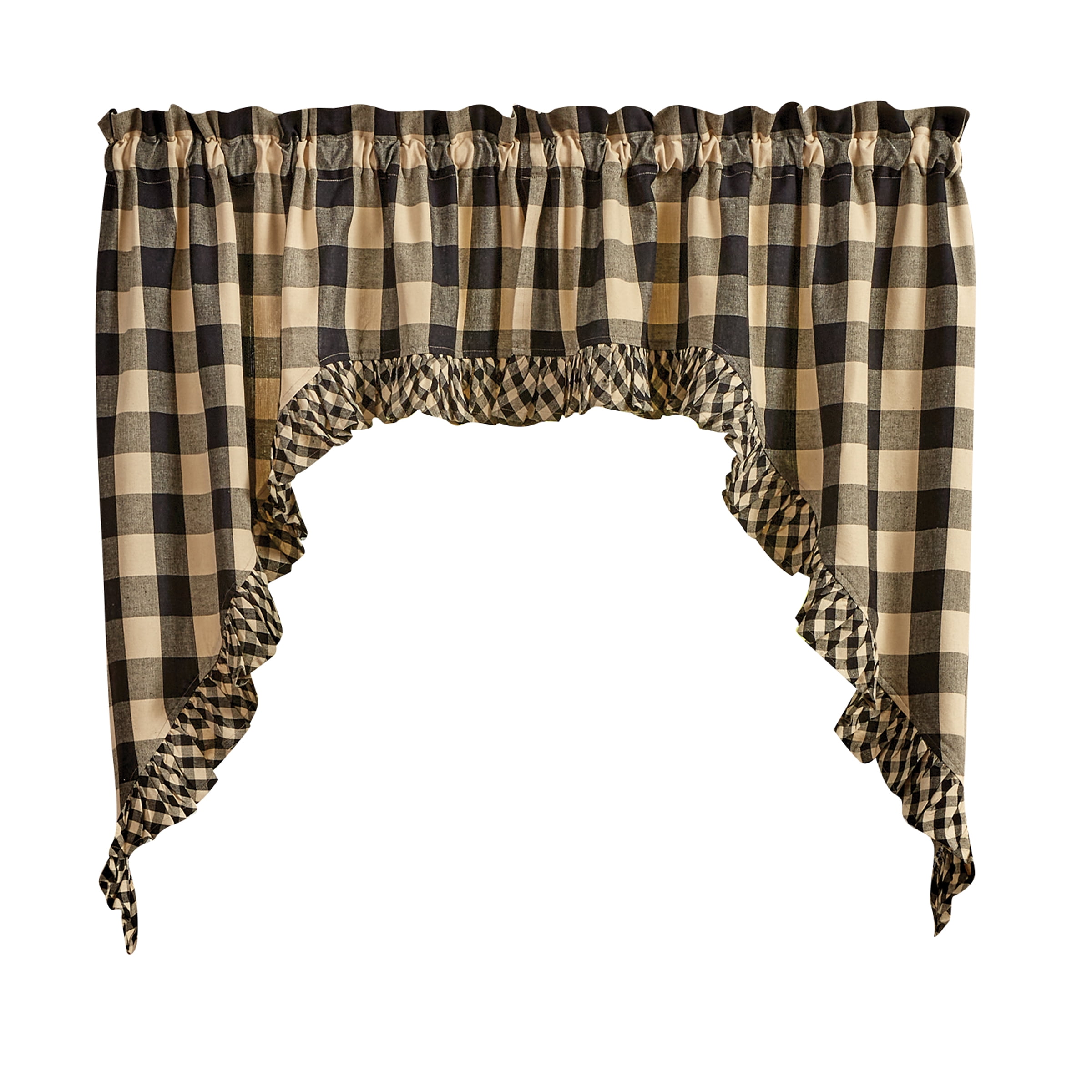 Park Designs Buffalo Check Ruffled Black Swags 72" x 36" - Walmart.com