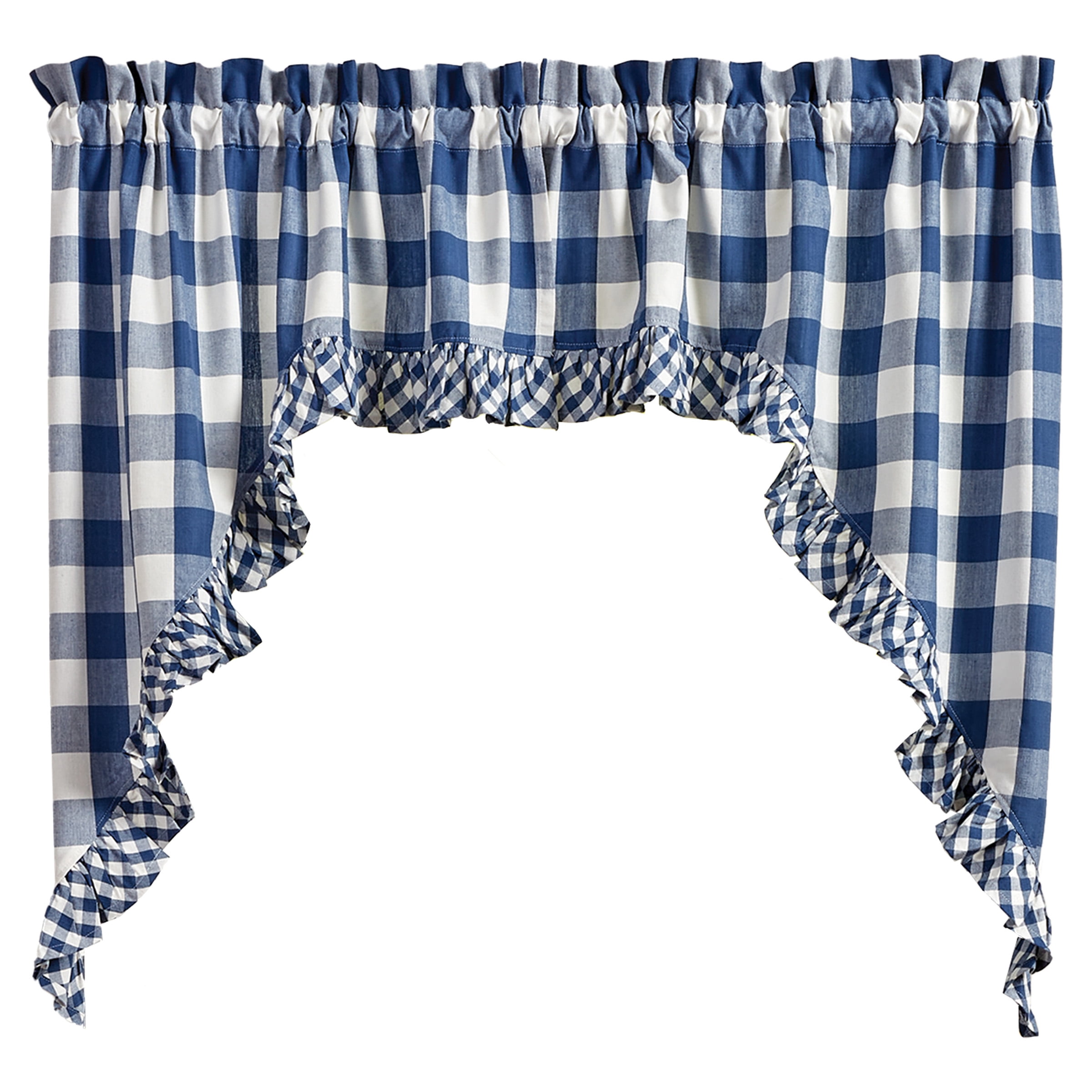 Park Designs Buffalo Check Ruffled China Blue Swags 72" x 36" - Walmart.com