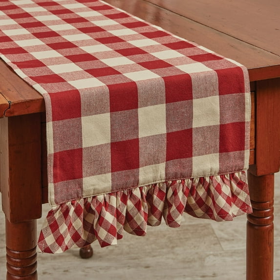 Park Designs Buffalo Check Ruffled Garnet Table Runner 13" x 42 ...