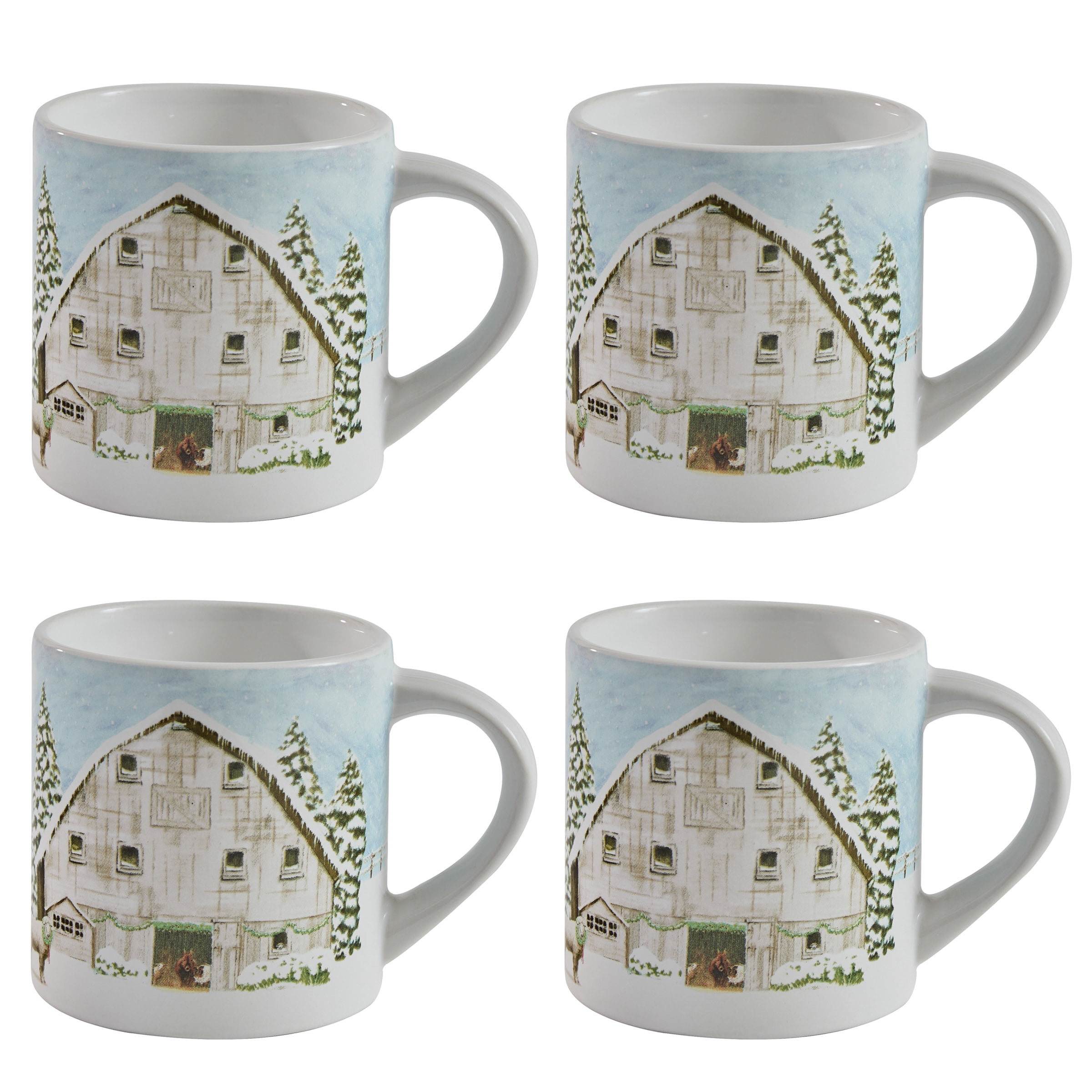 Park Designs Christmas Barn Mug Set of 4 - Walmart.com