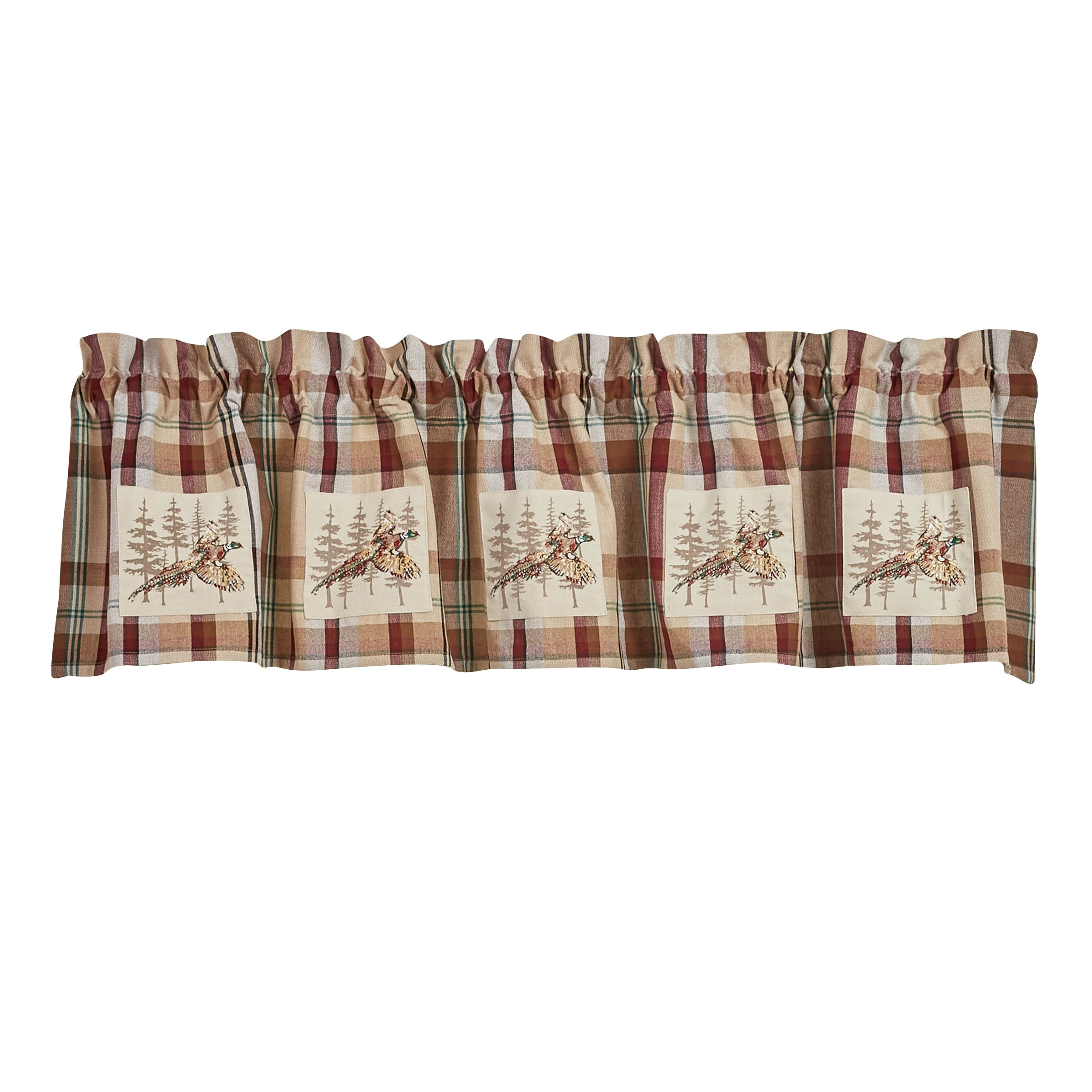 Park Designs Gamekeeper Plaid Lined Pheasant Patch Valance 60" x 14 ...