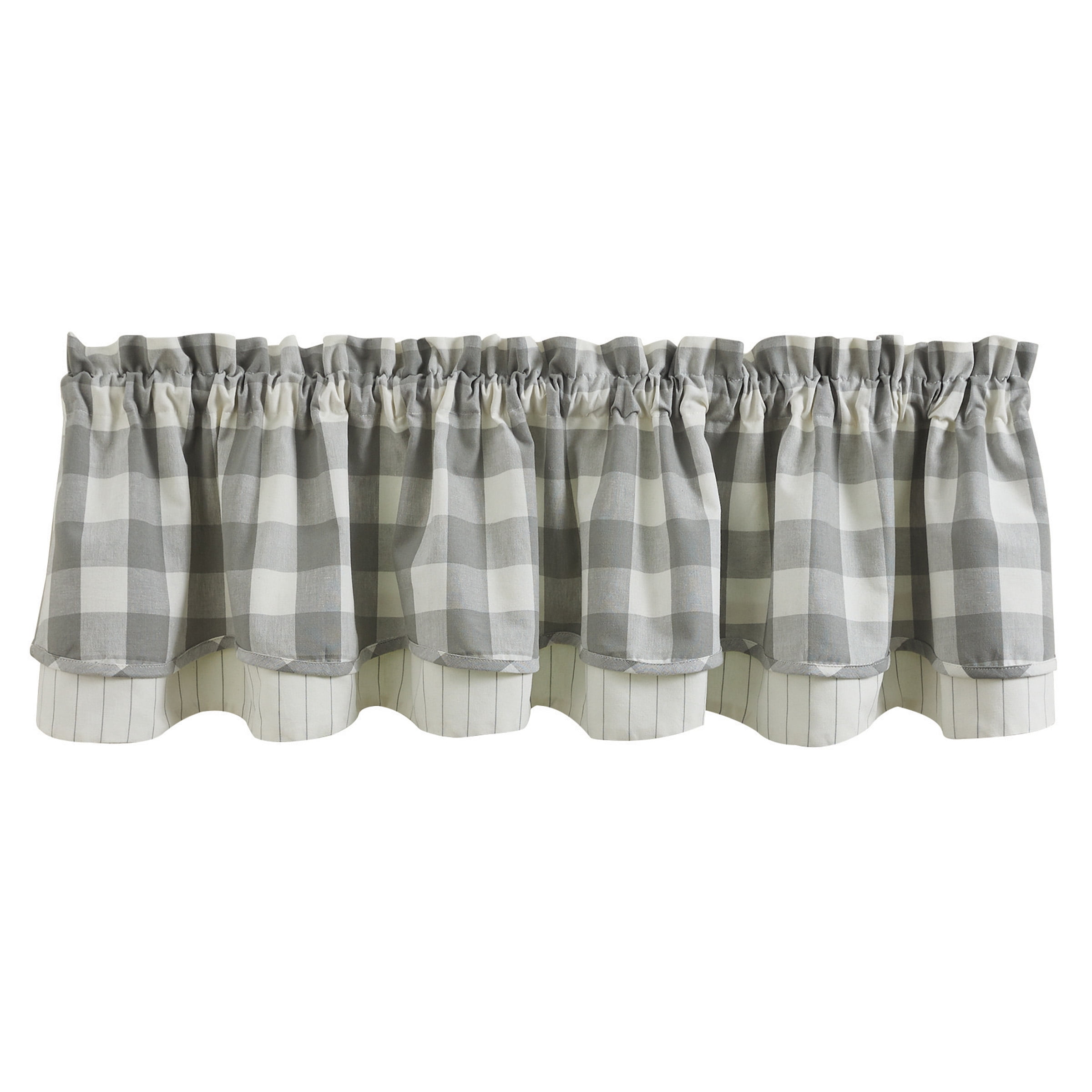 Park Designs Gray Buffalo Check Lined Valance 16"L - Walmart.com