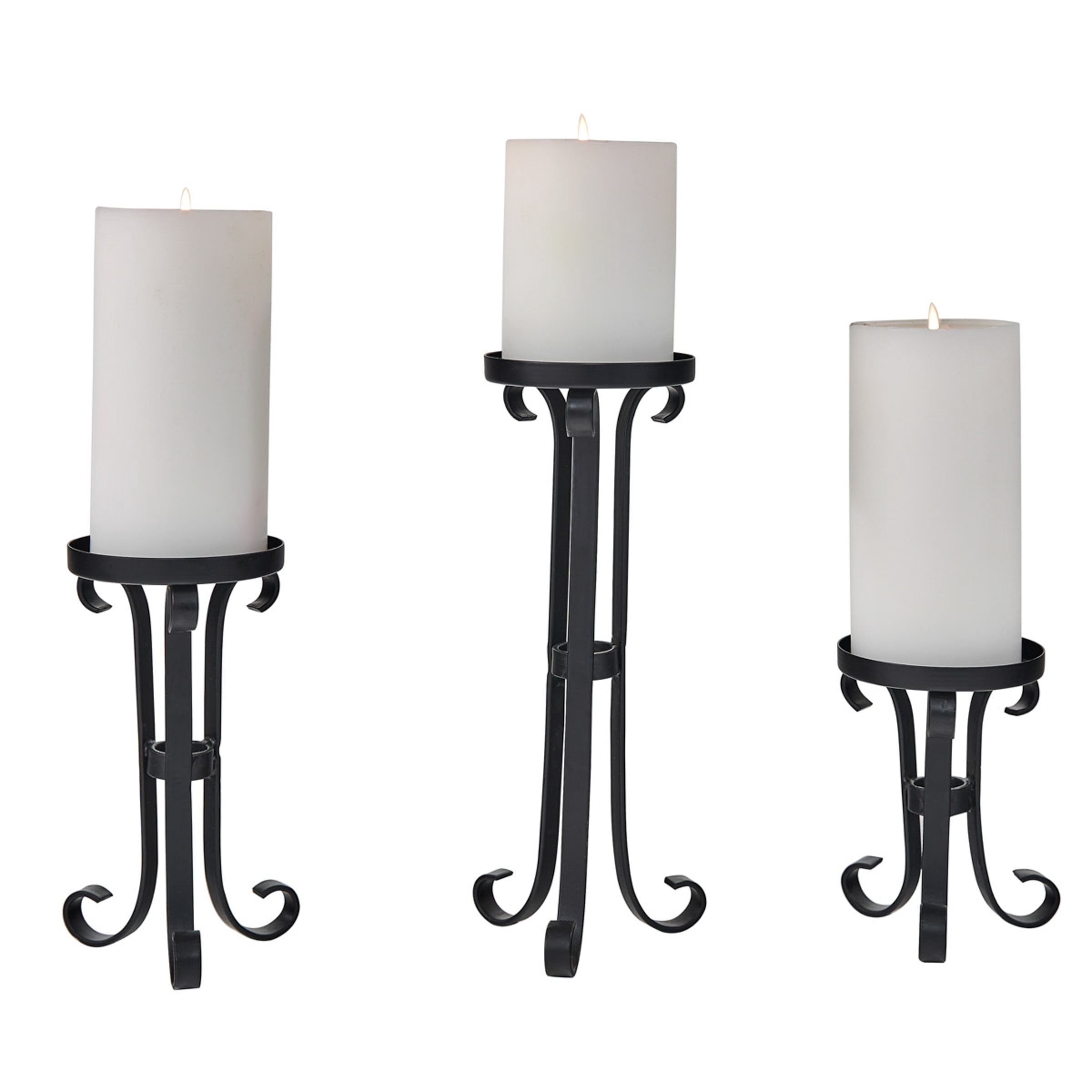 Park Designs Iron Scroll Pillar Holders Set Of 3 - Walmart.com