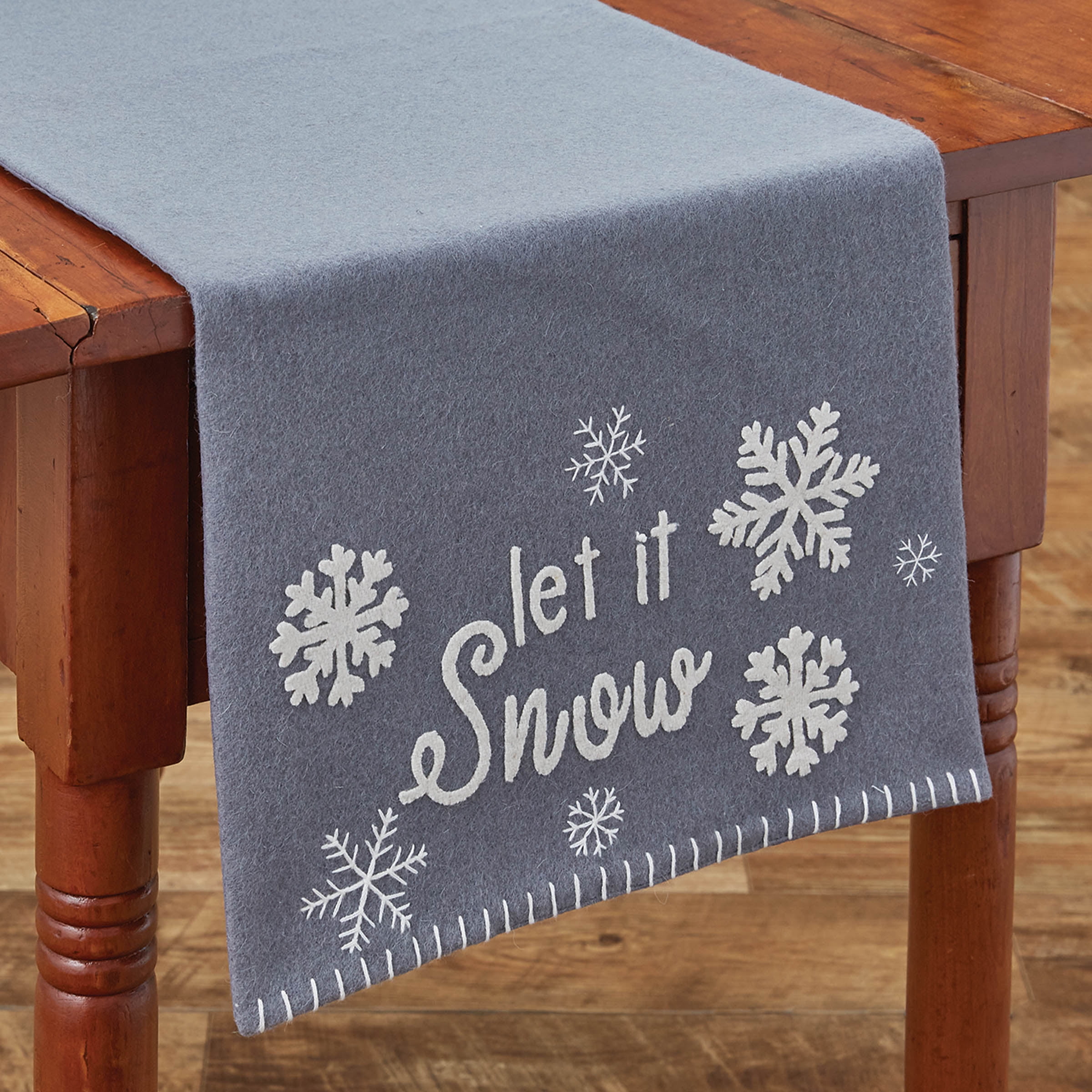 Park Designs Let It Snow Felt Table Runner - 36"L - Gray - Walmart.com
