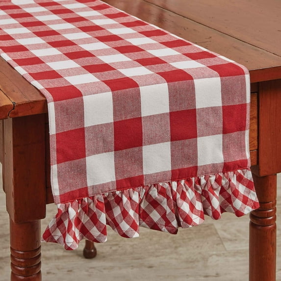 Park Designs Red Buffalo Check Ruffled Table Runner 13" X 42" - Walmart.com