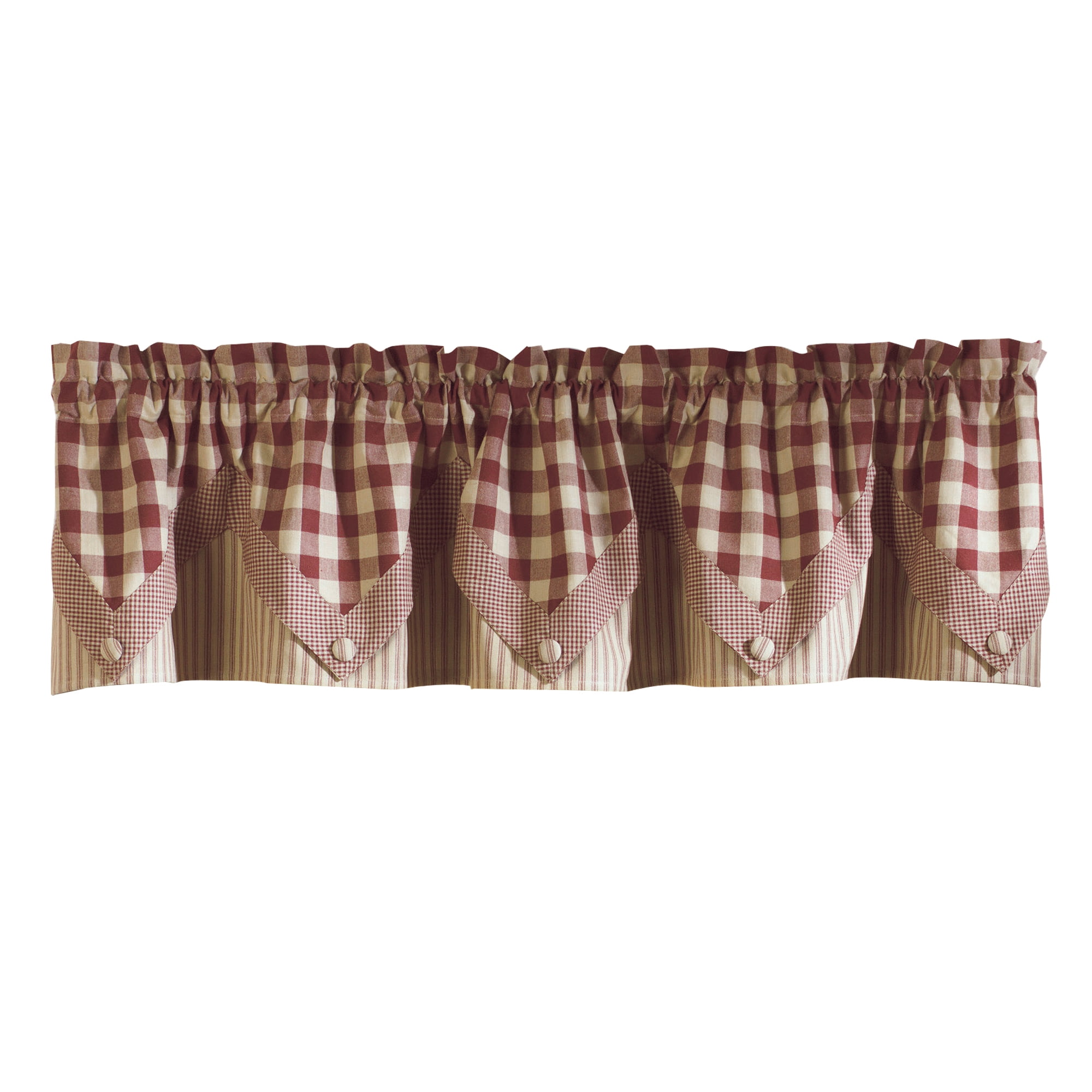 Park Designs Red Check York Lights Lined Point Valance - Walmart.com