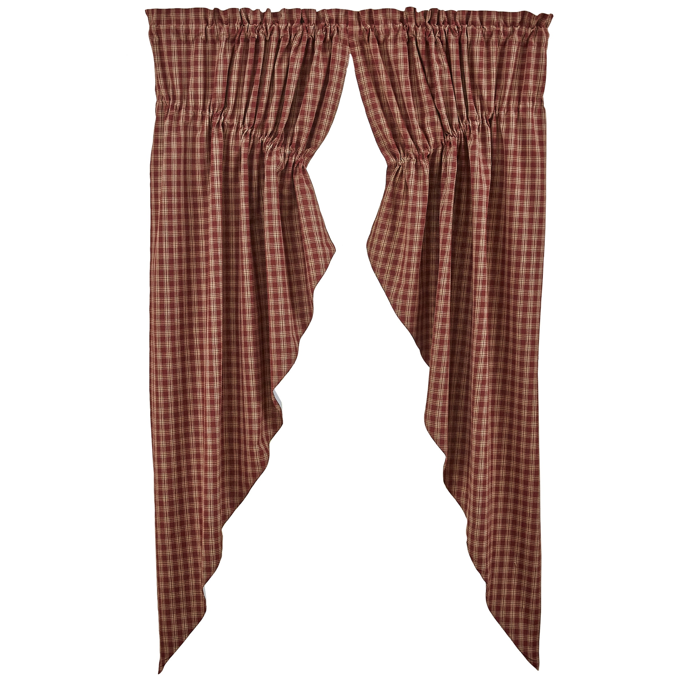 Park Designs Farmhouse Kitchen Window Swag, Red Sturbridge Gathered, 72 ...
