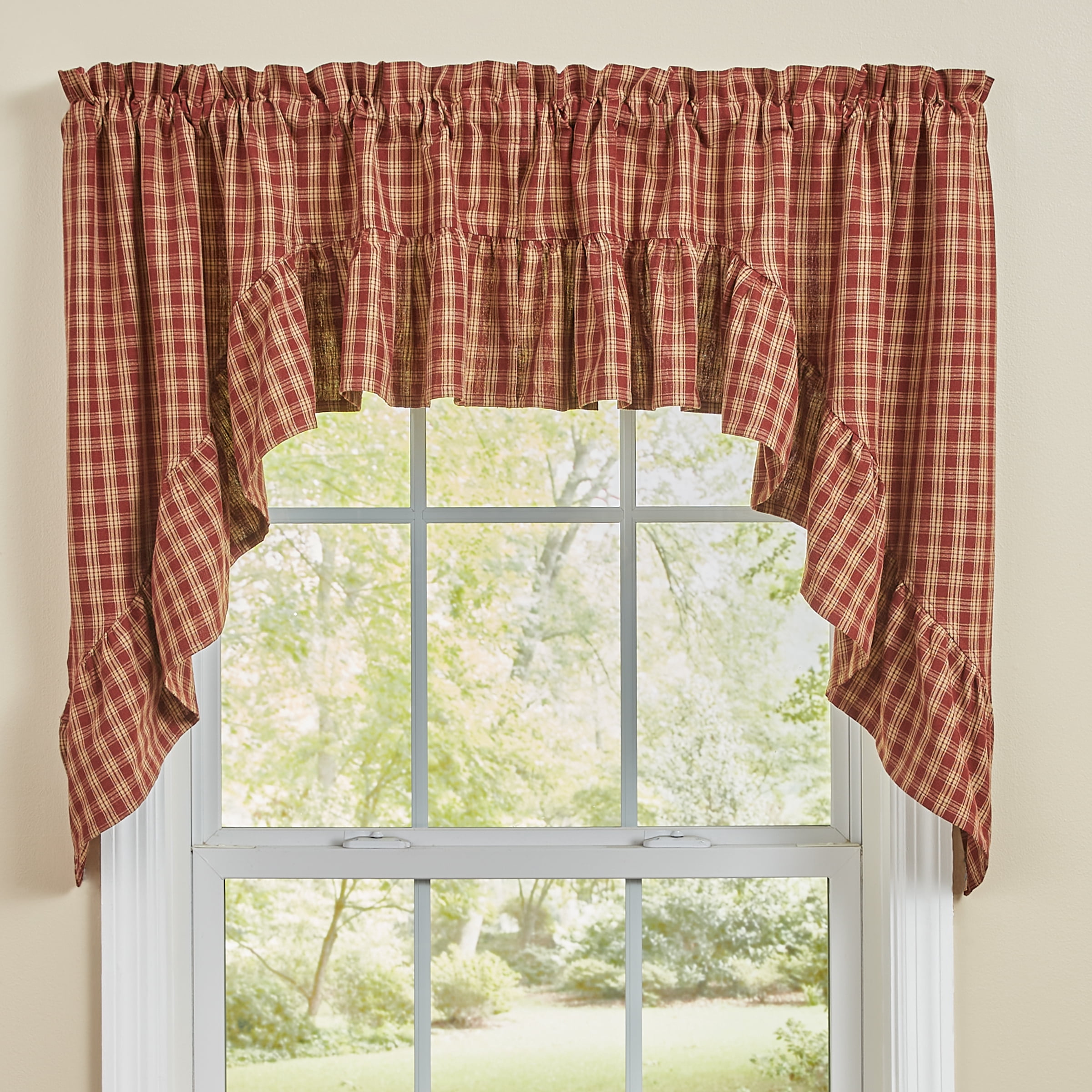 Park Designs Red Sturbridge Plaid Ruffle Swag 72" x 36" - Walmart.com