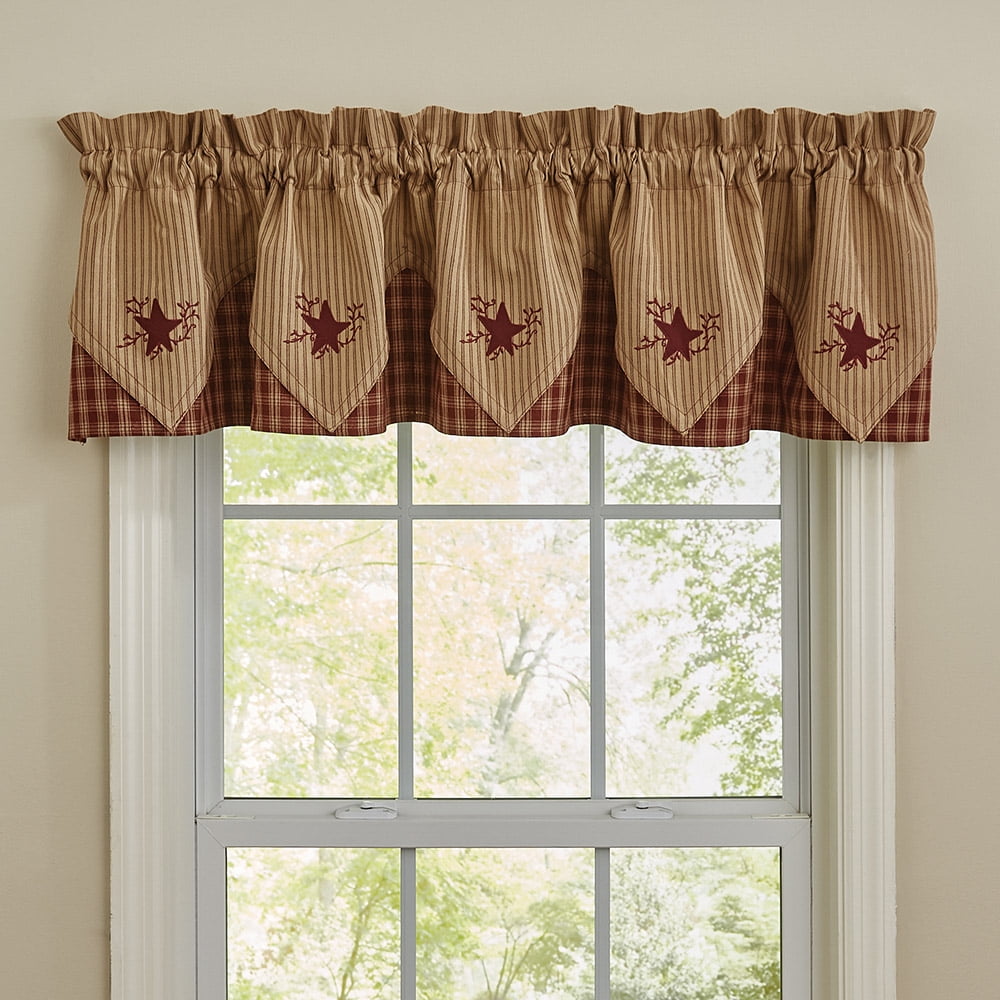 Park Designs Red Sturbridge Star Embroidered Point Valance - Walmart.com