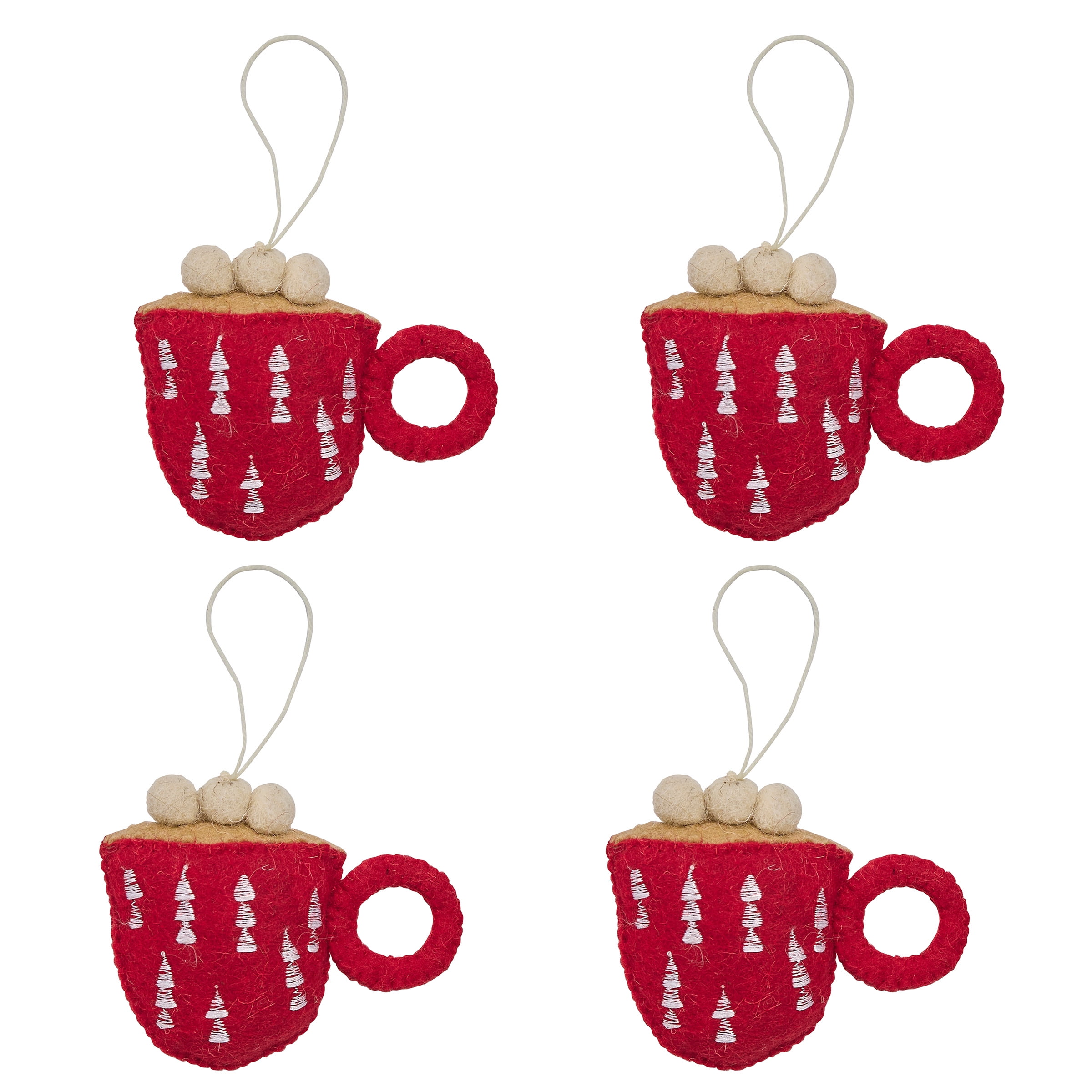 Park Designs Red Tree Mug Felt Ornament Set of 4 - Walmart.com