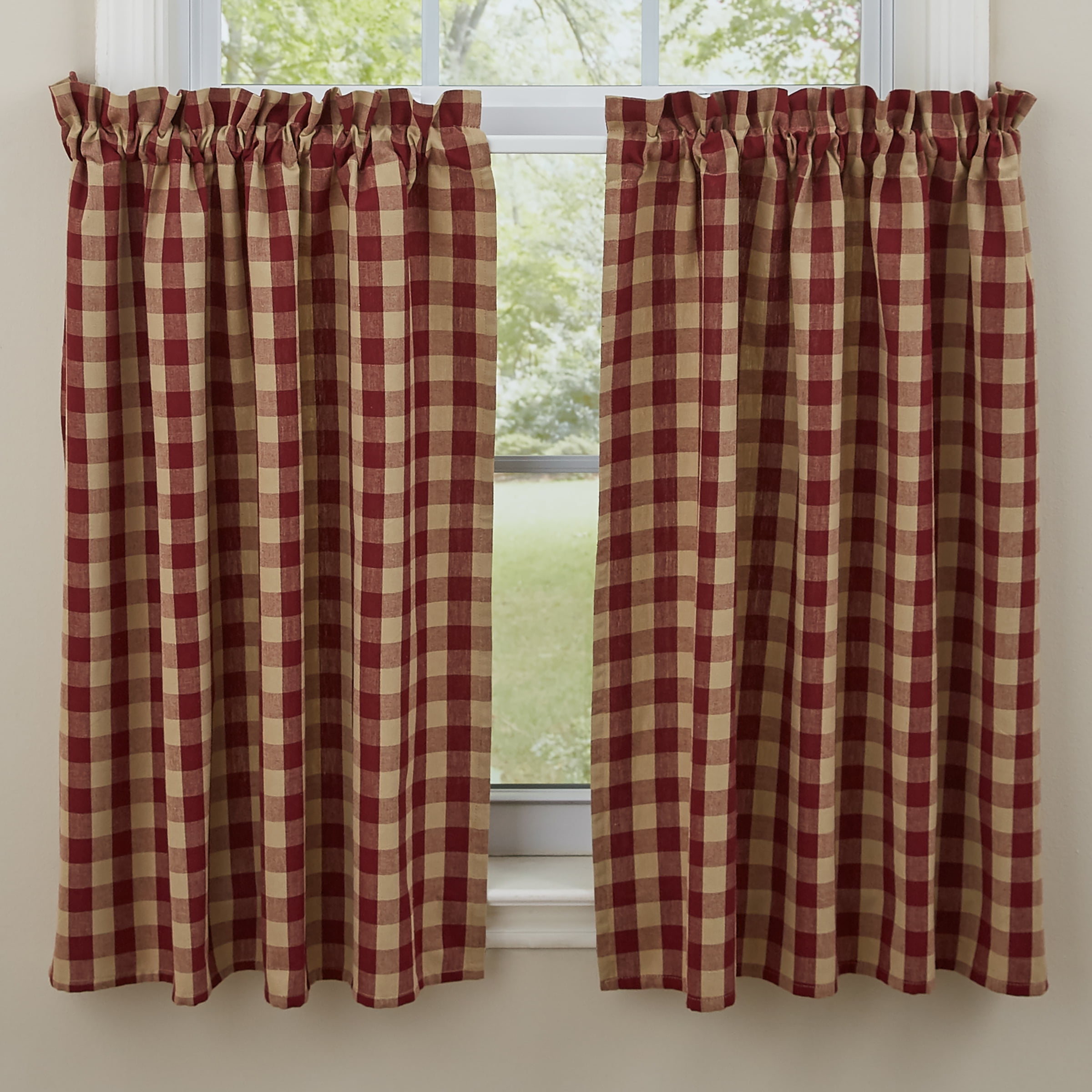 Park Designs Farmhouse Window Panels Curtains, Red York Tier 72 X 36 ...