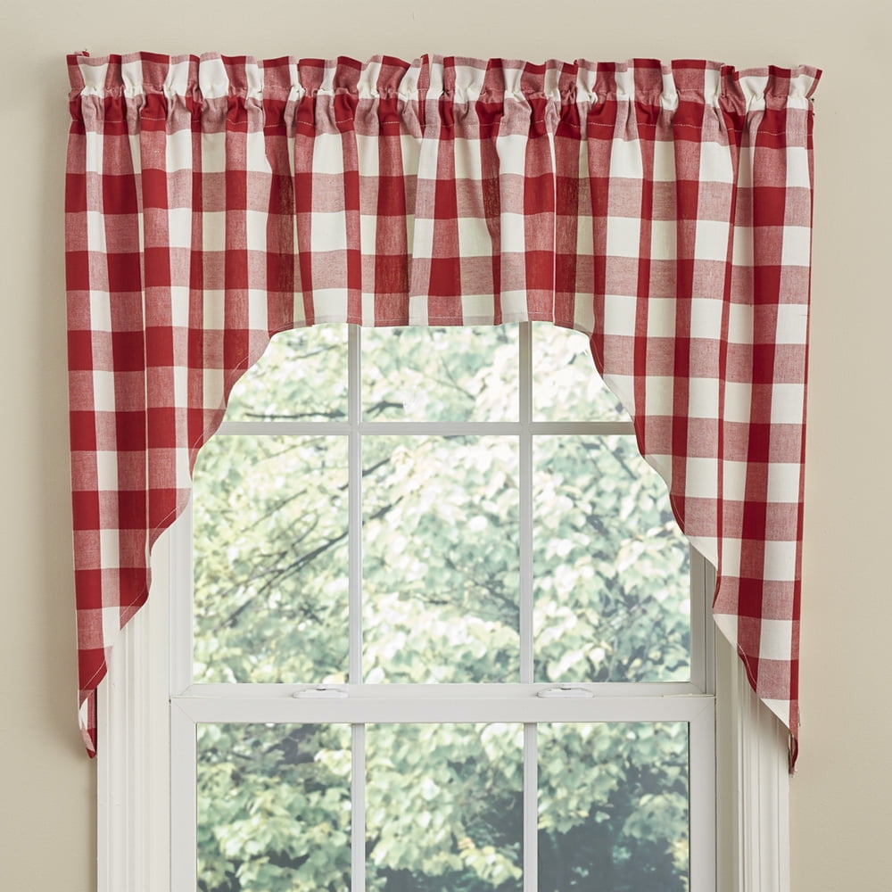 Park Designs Red and Cream Buffalo Check Swag 36"L - Walmart.com