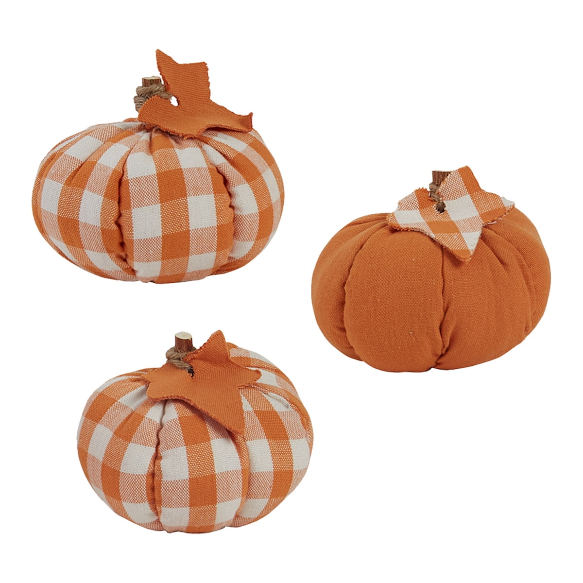 Park Designs Set Of 3 Small Orange And Cream Check Pumpkins - Walmart.com