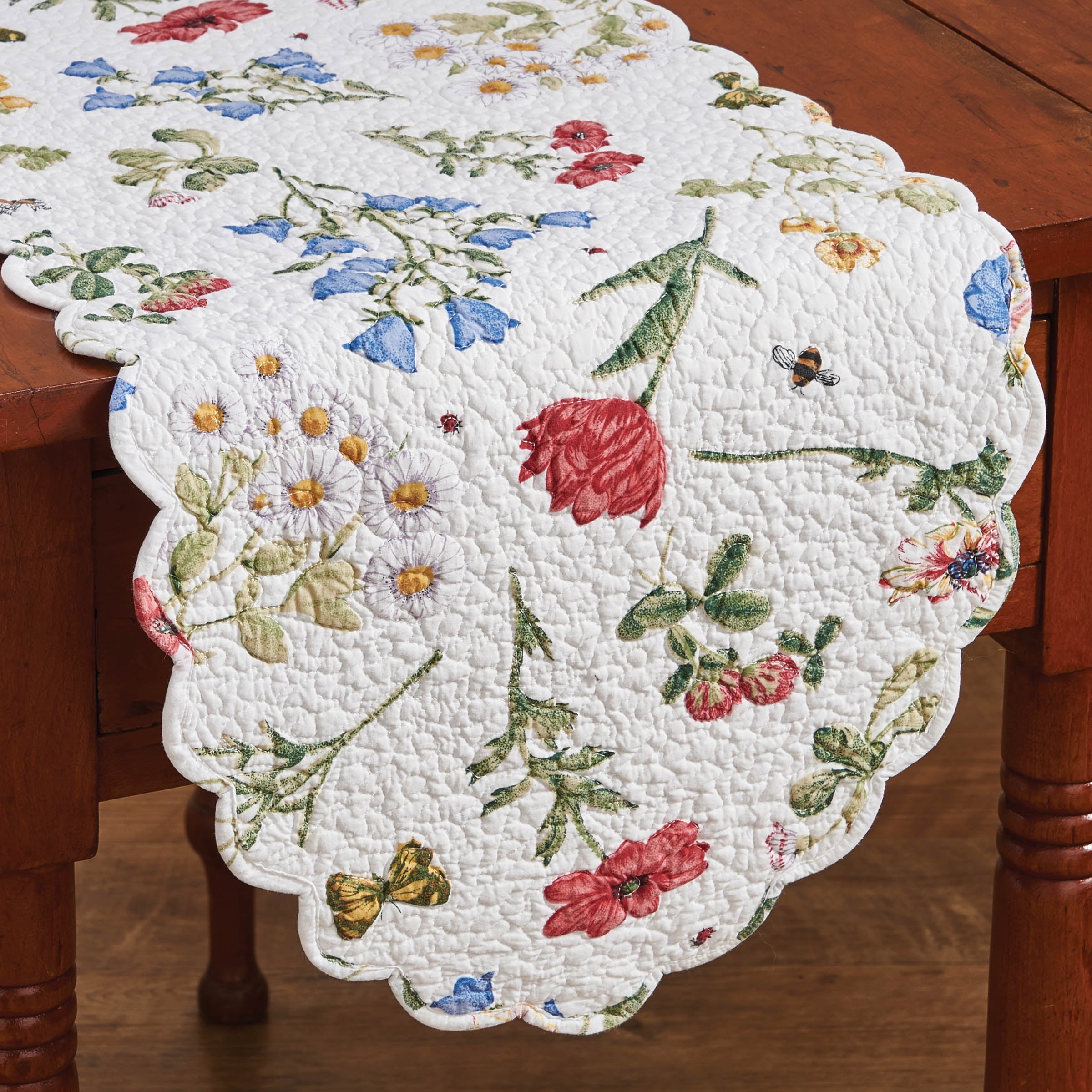 Park Designs Wildflower Scalloped Table Runner - 36"L - White - Walmart.com